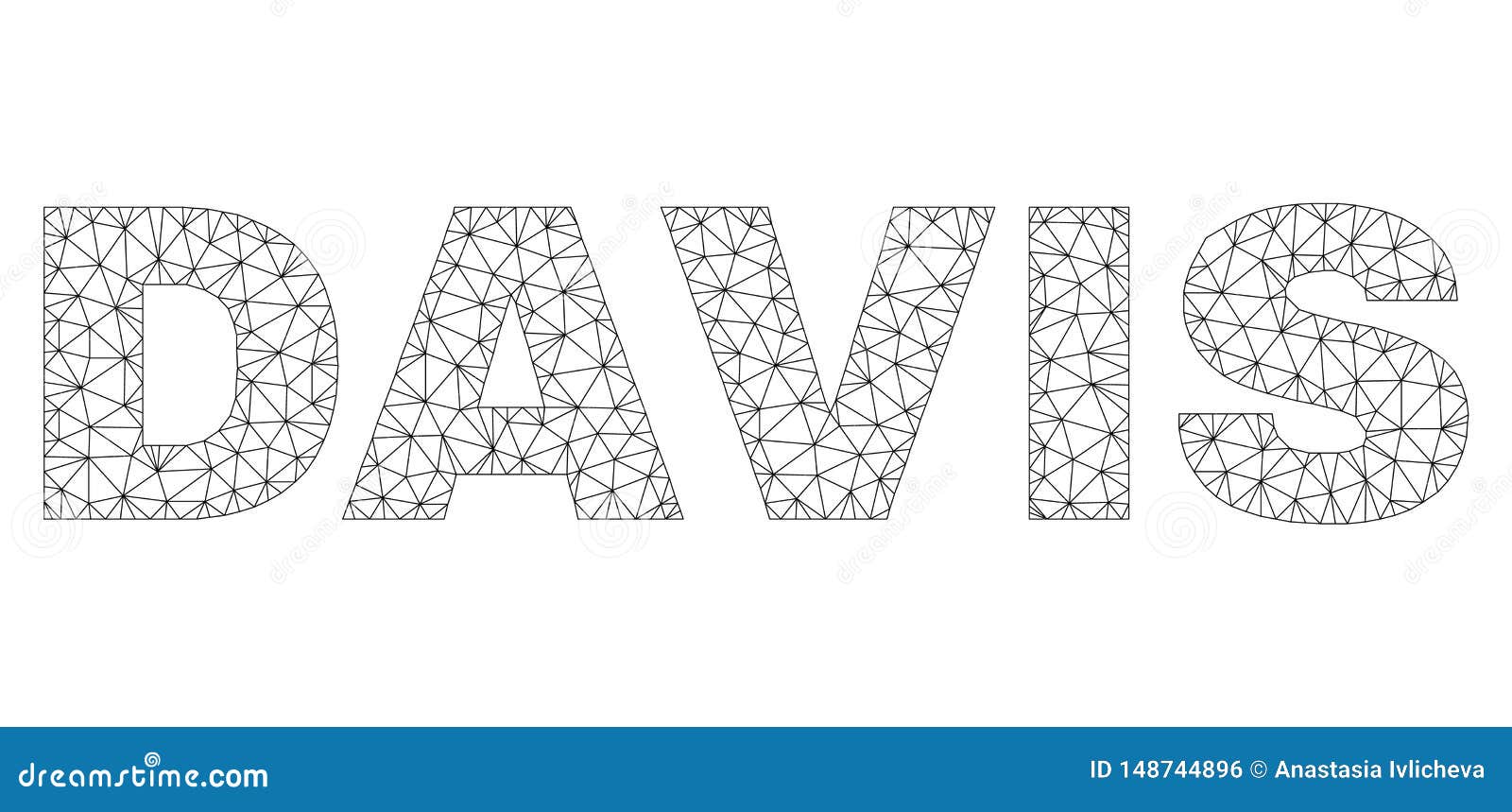 Polygonal Carcass DAVIS Text Tag Stock Vector - Illustration of lowpoly ...