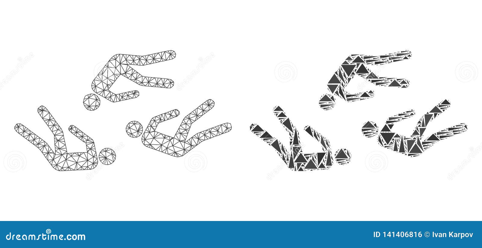 Polygonal 2D Mesh Dead People and Mosaic Icon Stock Vector ...