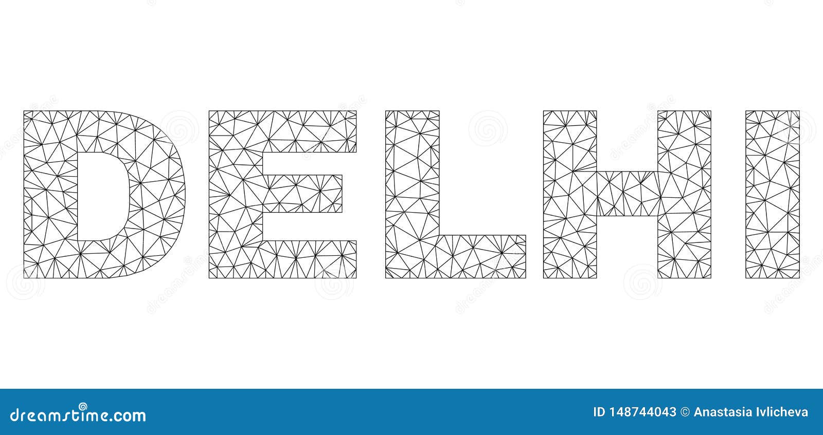 Polygonal Network DELHI Text Tag Stock Vector - Illustration of black ...