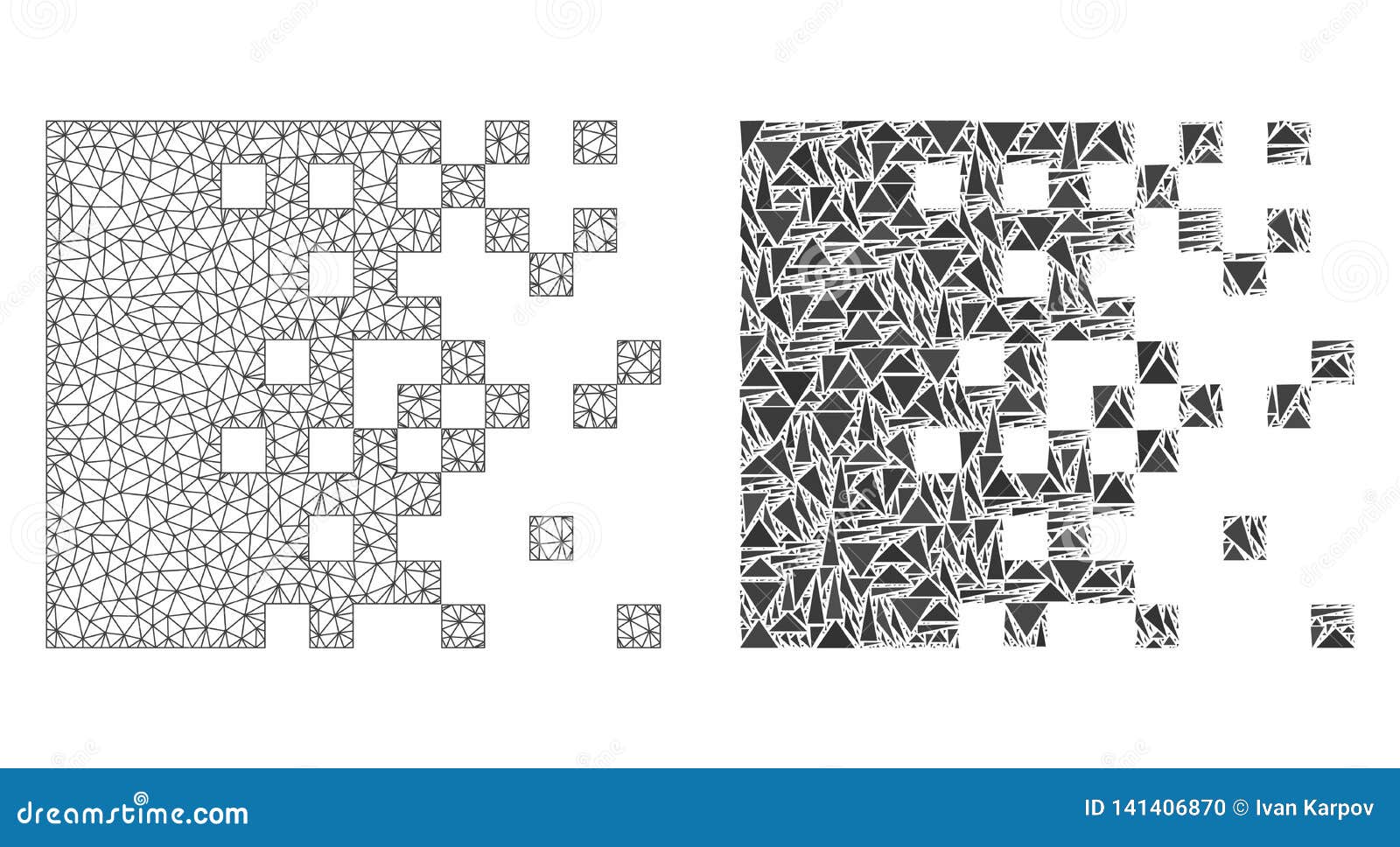 Polygonal 2D Mesh Dissolving Pixels and Mosaic Icon Stock Vector ...