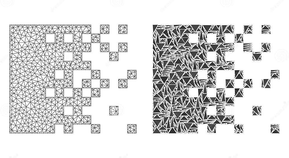 Polygonal 2D Mesh Dissolving Pixels and Mosaic Icon Stock Vector ...