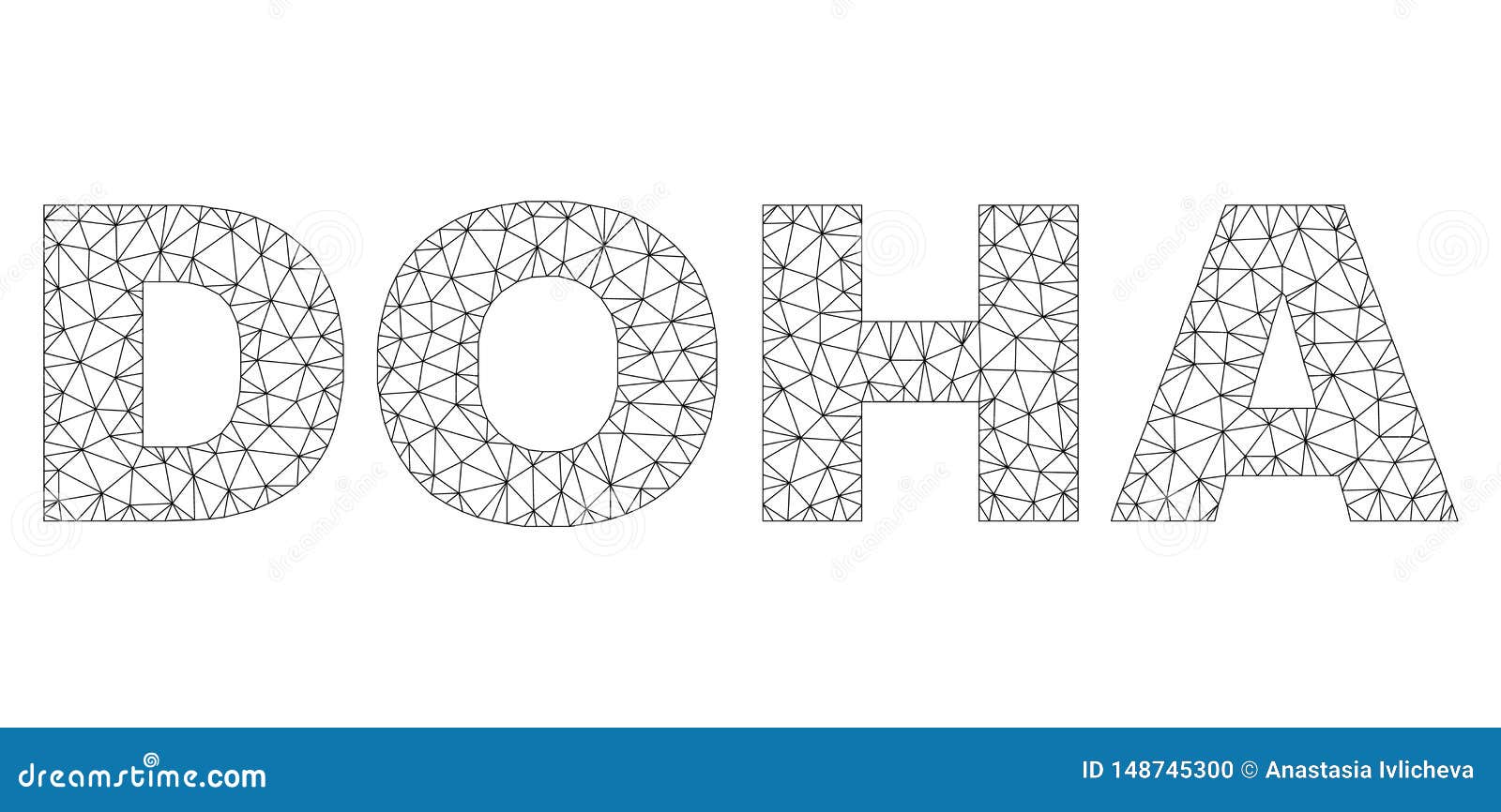 Polygonal 2D DOHA Text Label Stock Vector - Illustration of doha ...