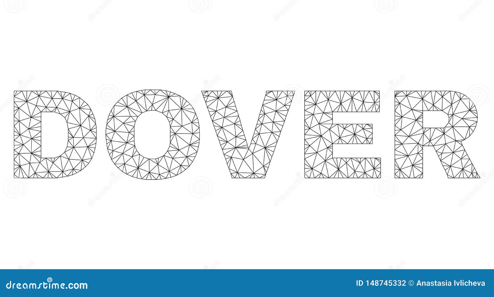 Polygonal Carcass DOVER Text Label Stock Vector - Illustration of ...