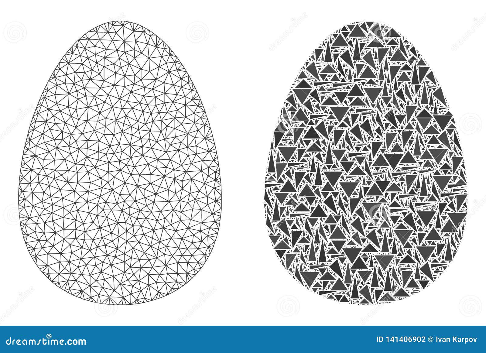 Polygonal Wire Frame Mesh Egg and Mosaic Icon Stock Vector ...
