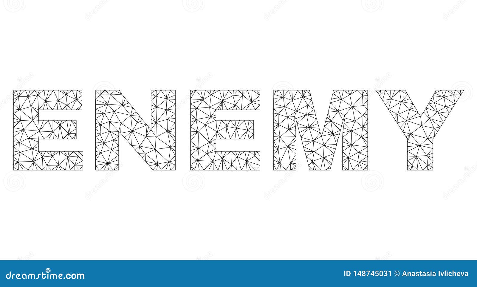 Polygonal Mesh ENEMY Text Caption Stock Vector - Illustration of poly ...