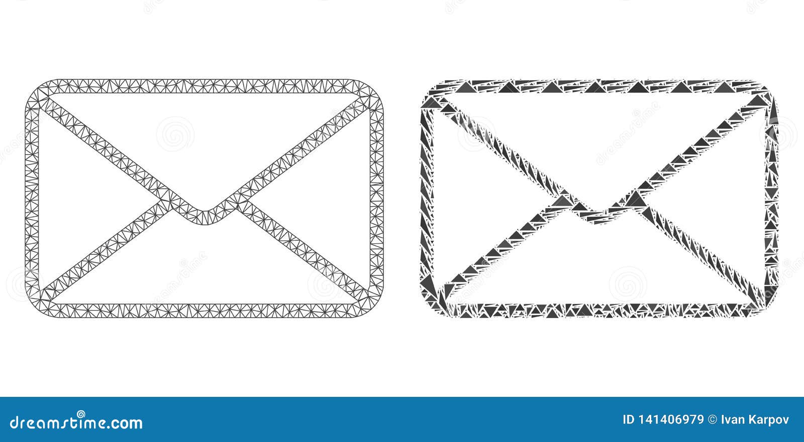 Polygonal Wire Frame Mesh Envelope and Mosaic Icon Stock Vector ...