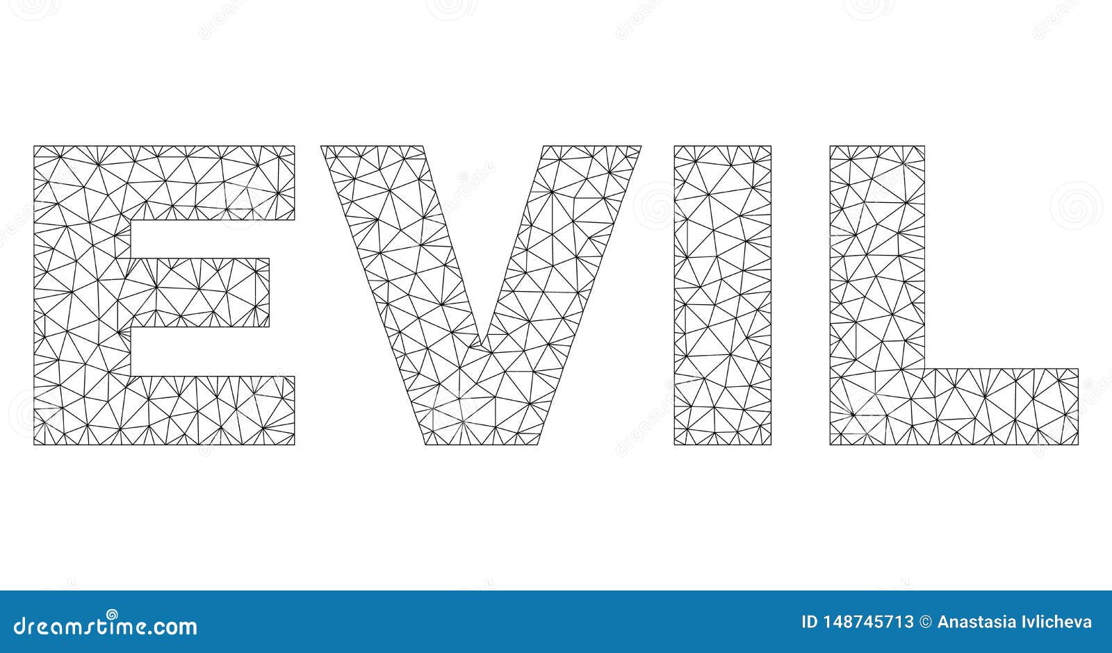 Polygonal 2D EVIL Text Caption Stock Vector - Illustration of black ...