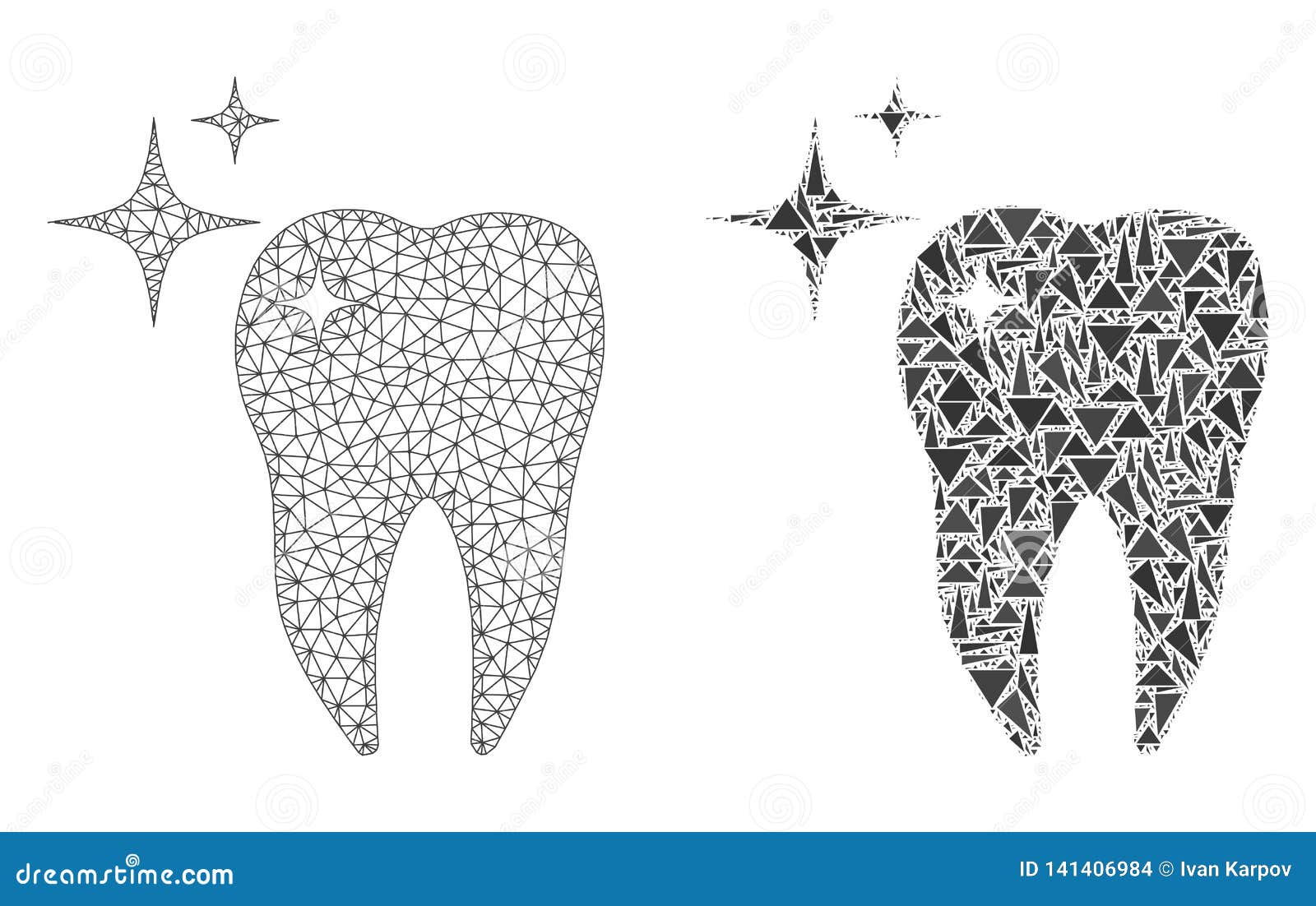 Polygonal Wire Frame Mesh Excellent Tooth and Mosaic Icon Stock Vector ...