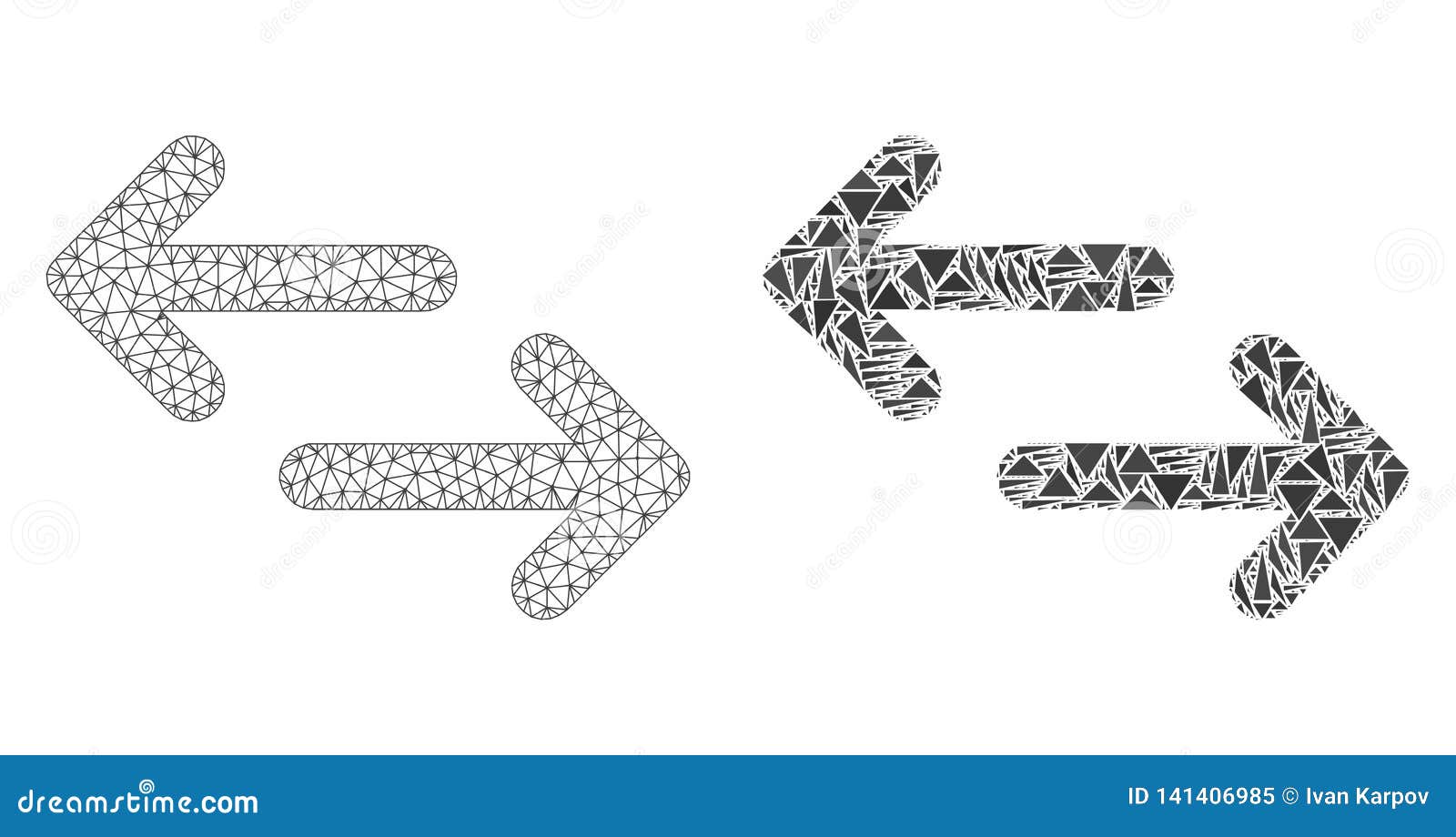 Polygonal Carcass Mesh Exchange Arrows and Mosaic Icon Stock Vector ...