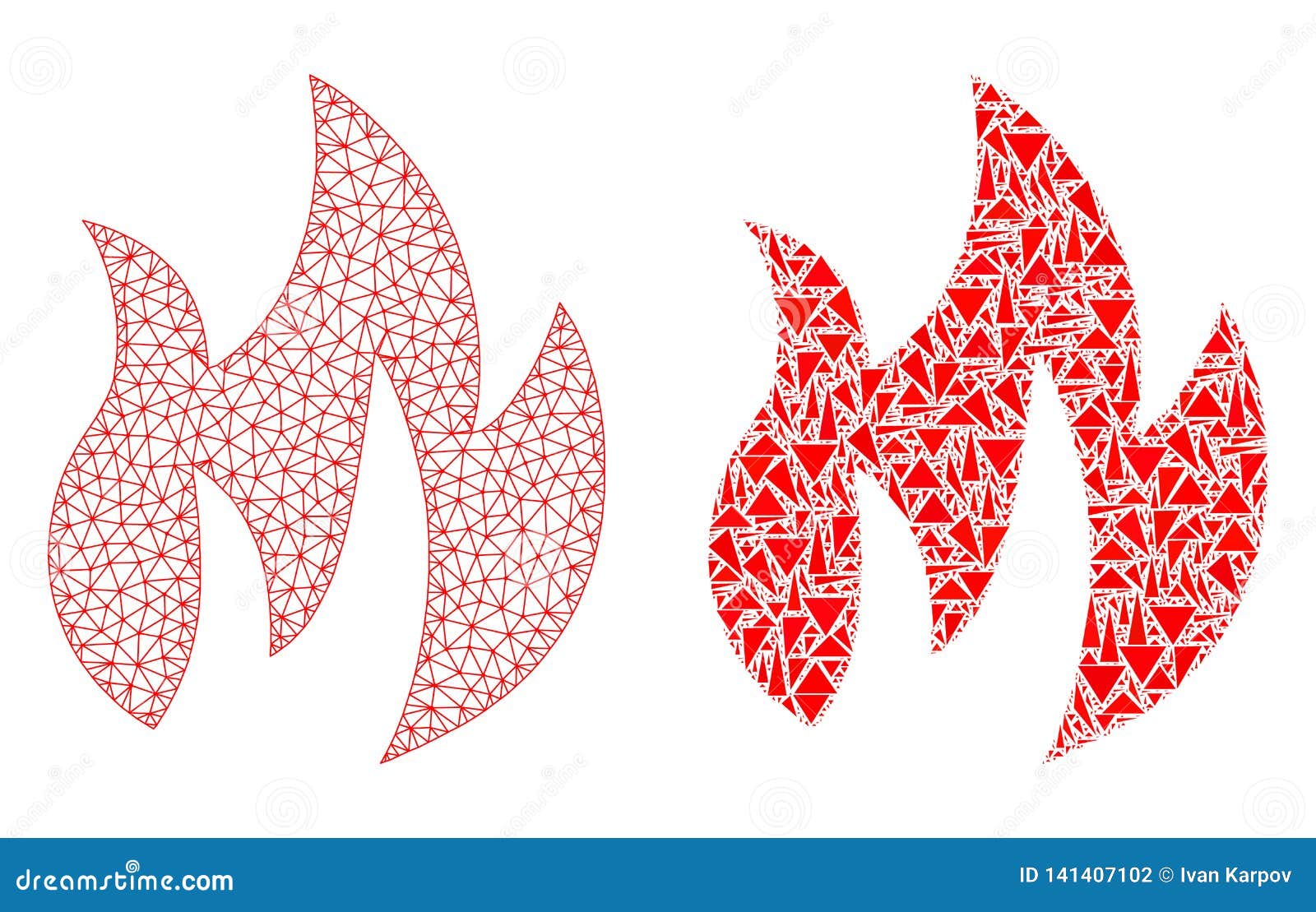 Polygonal 2D Mesh Fire and Mosaic Icon Stock Vector - Illustration of ...