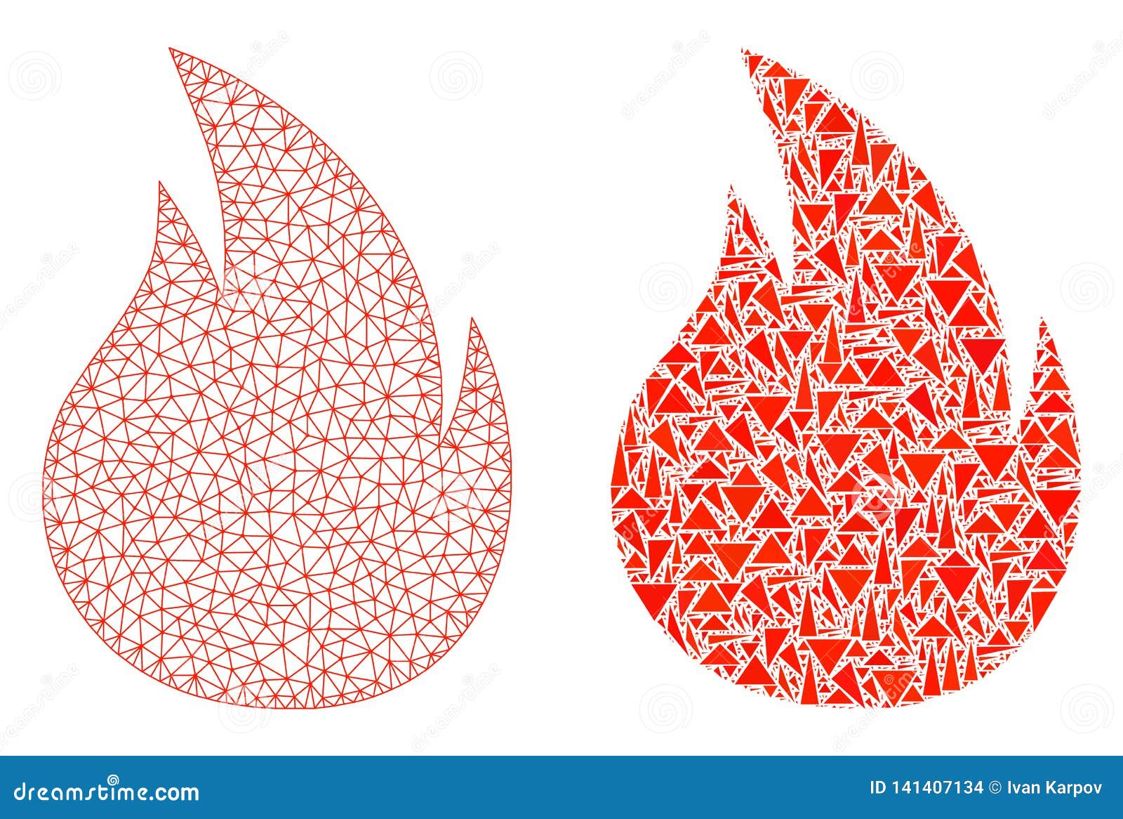 Polygonal 2D Mesh Fire and Mosaic Icon Stock Vector - Illustration of ...