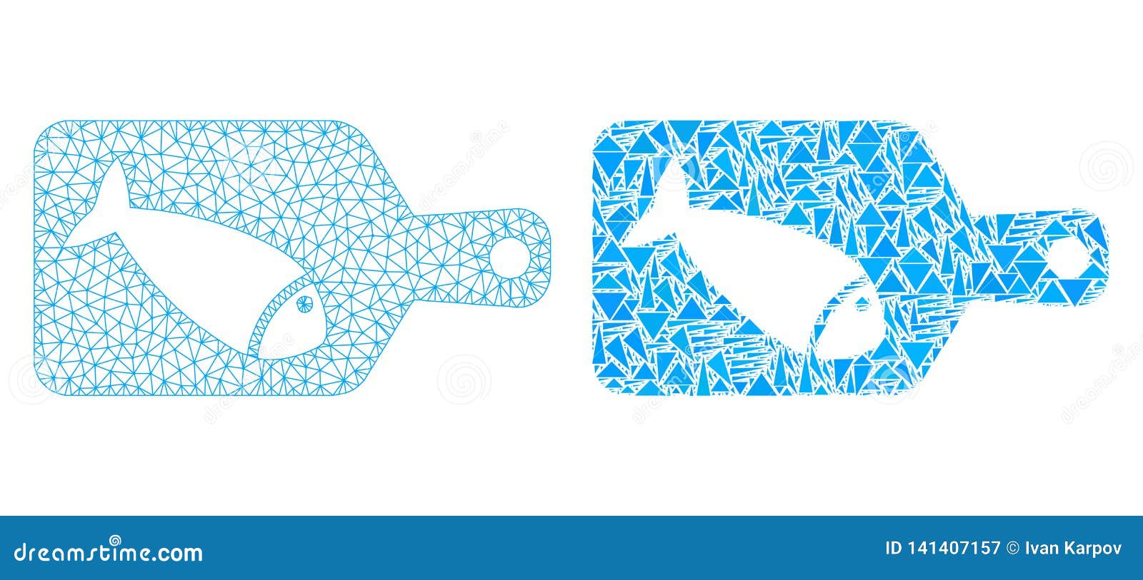 Polygonal 2D Mesh Fish Cutting Board and Mosaic Icon Stock Vector ...