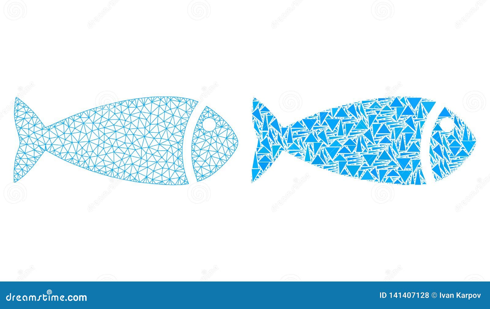 Polygonal Wire Frame Mesh Fish and Mosaic Icon Stock Vector ...