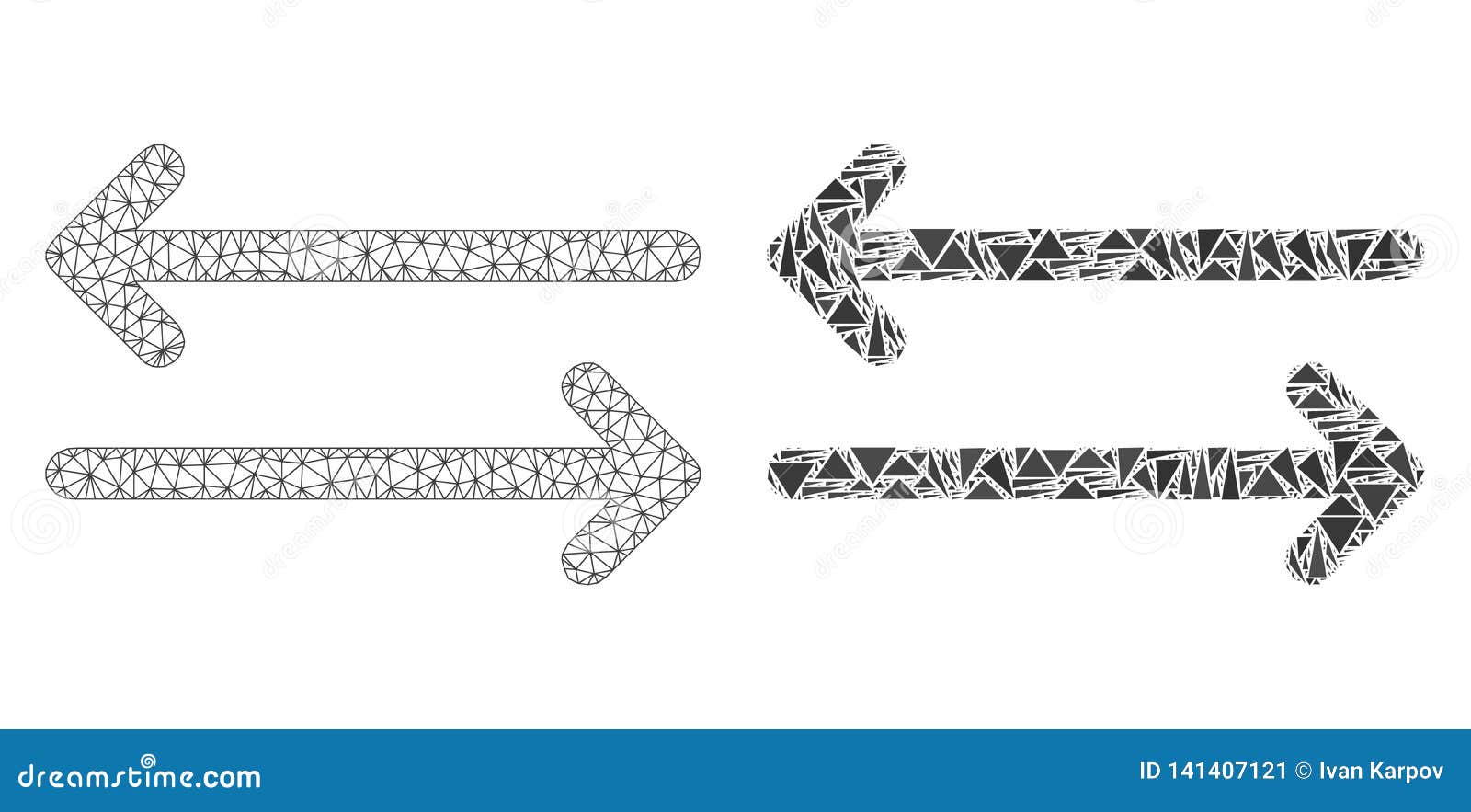 Polygonal 2D Mesh Flip Arrows Horizontally and Mosaic Icon Stock Vector ...