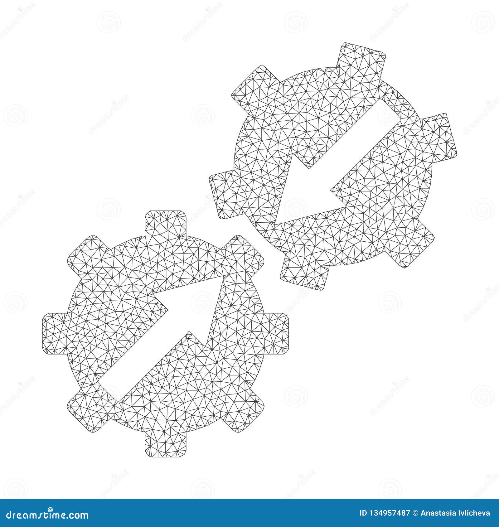 Mesh Vector Gear Integration Icon Stock Vector - Illustration of line ...