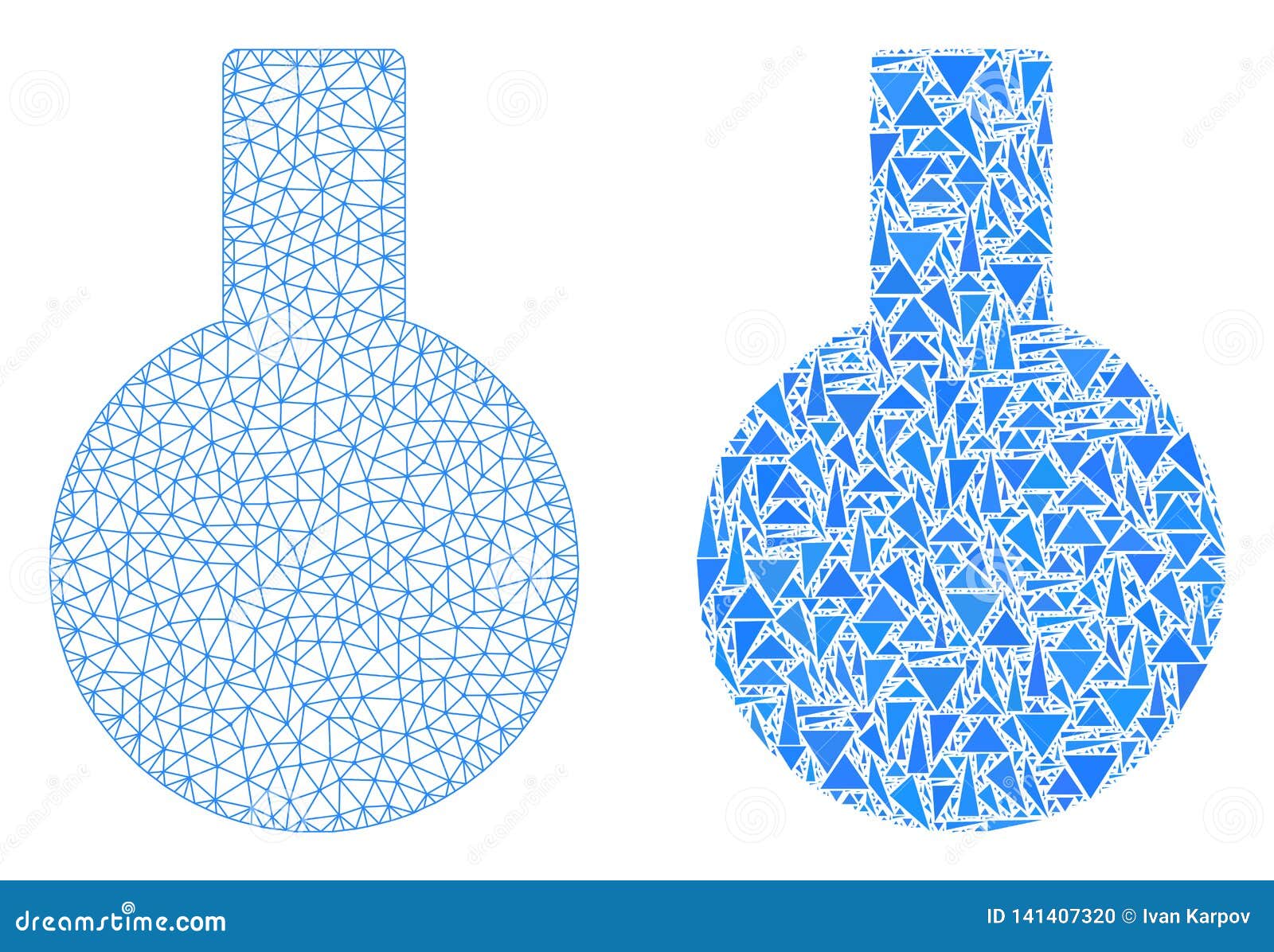 Polygonal 2D Mesh Glass Flask and Mosaic Icon Stock Vector ...