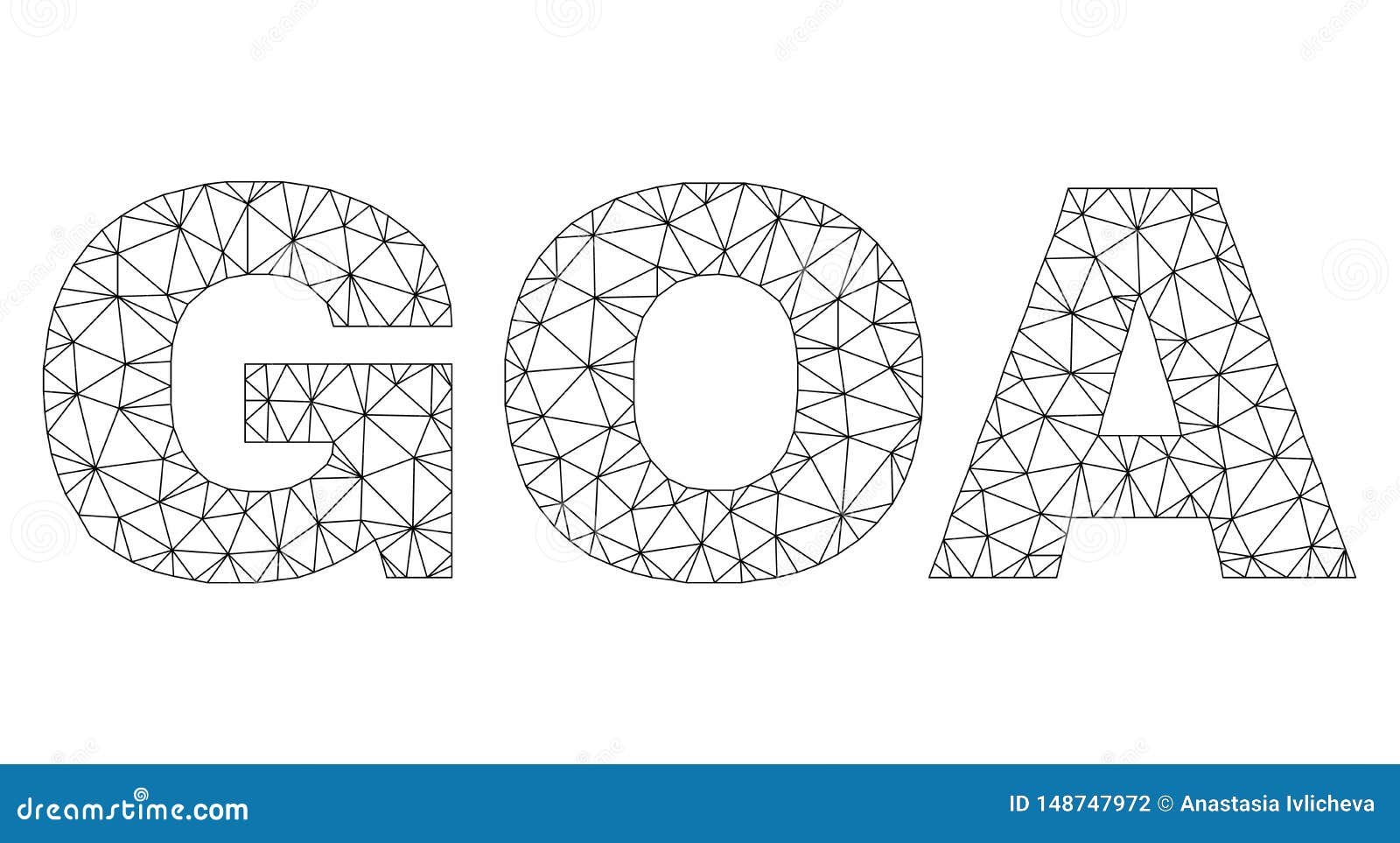 Polygonal Wire Frame GOA Text Label Stock Vector - Illustration of poly ...