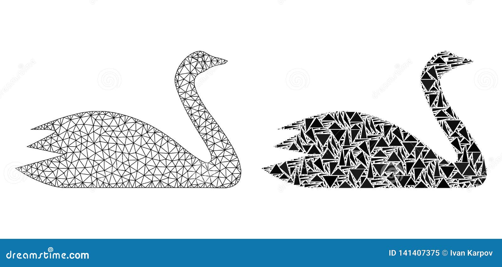 Polygonal 2D Mesh Goose and Mosaic Icon Stock Vector - Illustration of ...