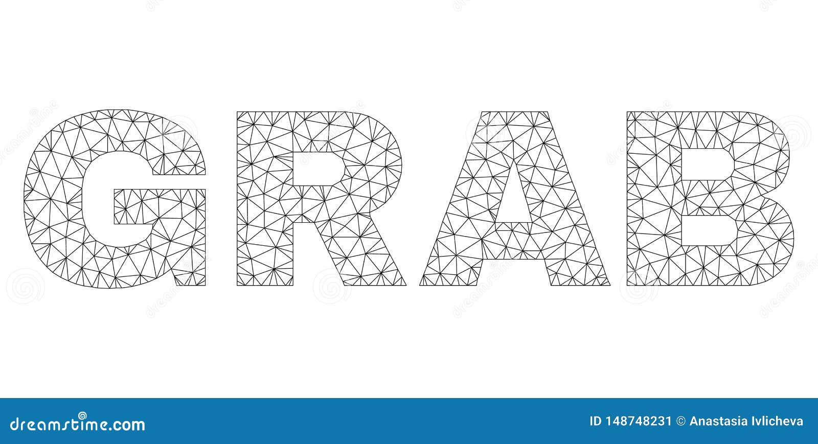 Polygonal Wire Frame GRAB Text Tag Stock Vector - Illustration of poly ...