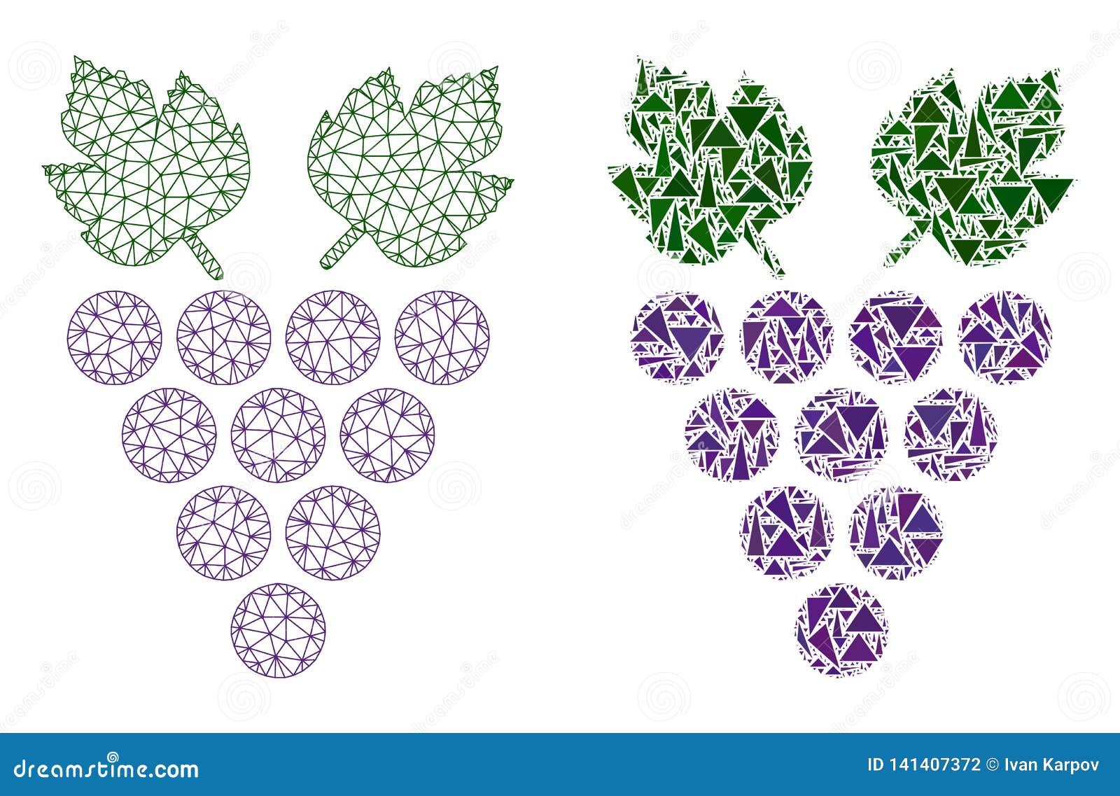 Polygonal 2D Mesh Grape and Mosaic Icon Stock Vector - Illustration of ...