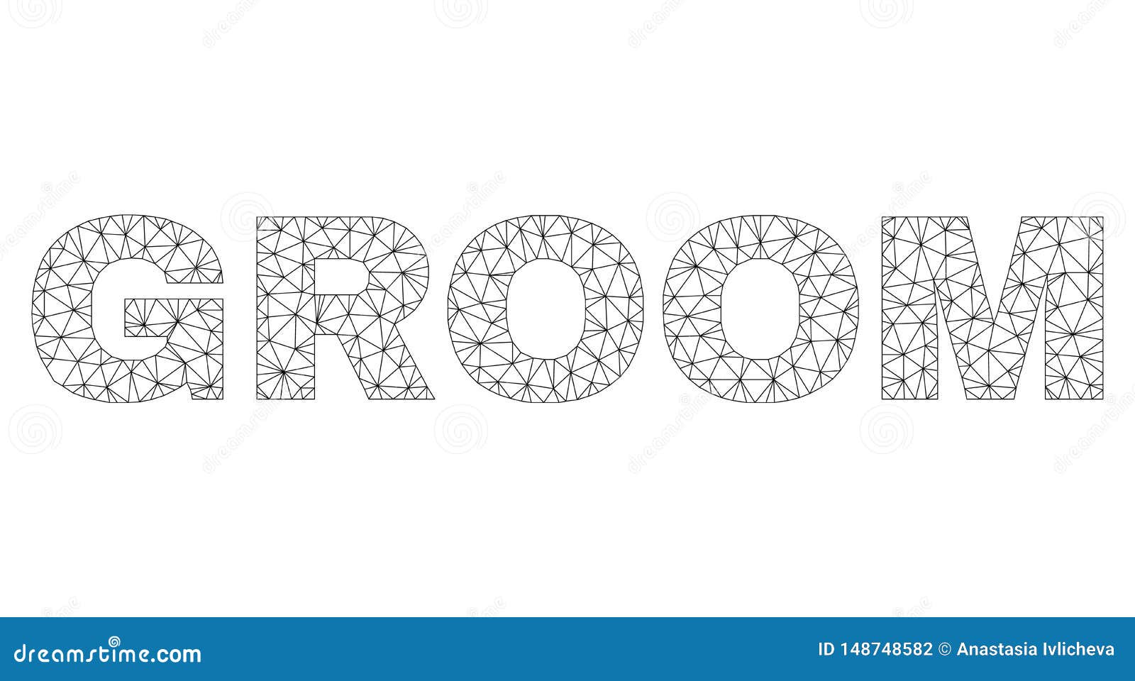Polygonal 2D GROOM Text Label Stock Vector - Illustration of polygon ...