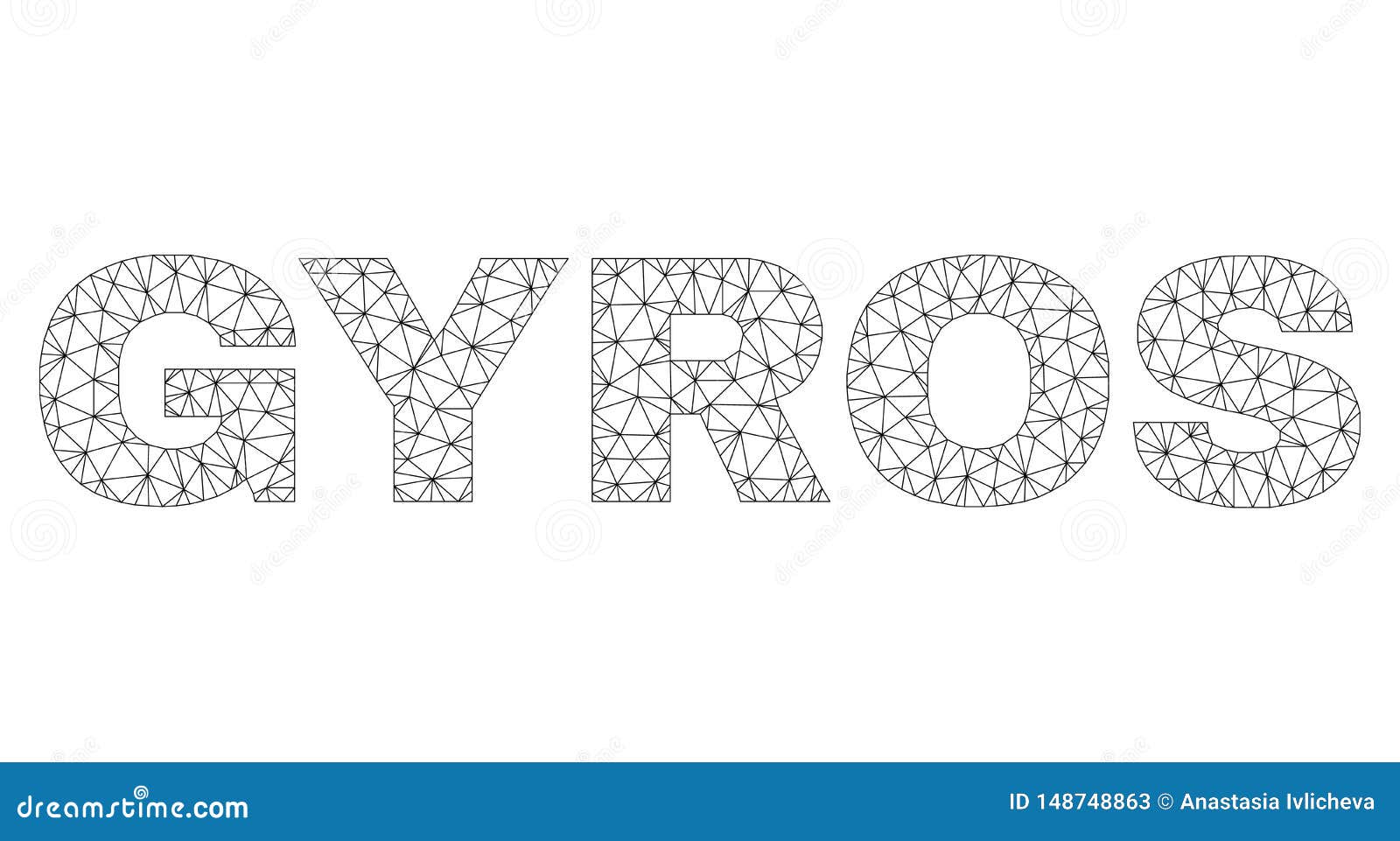 Polygonal Carcass GYROS Text Label Stock Vector - Illustration of greek ...