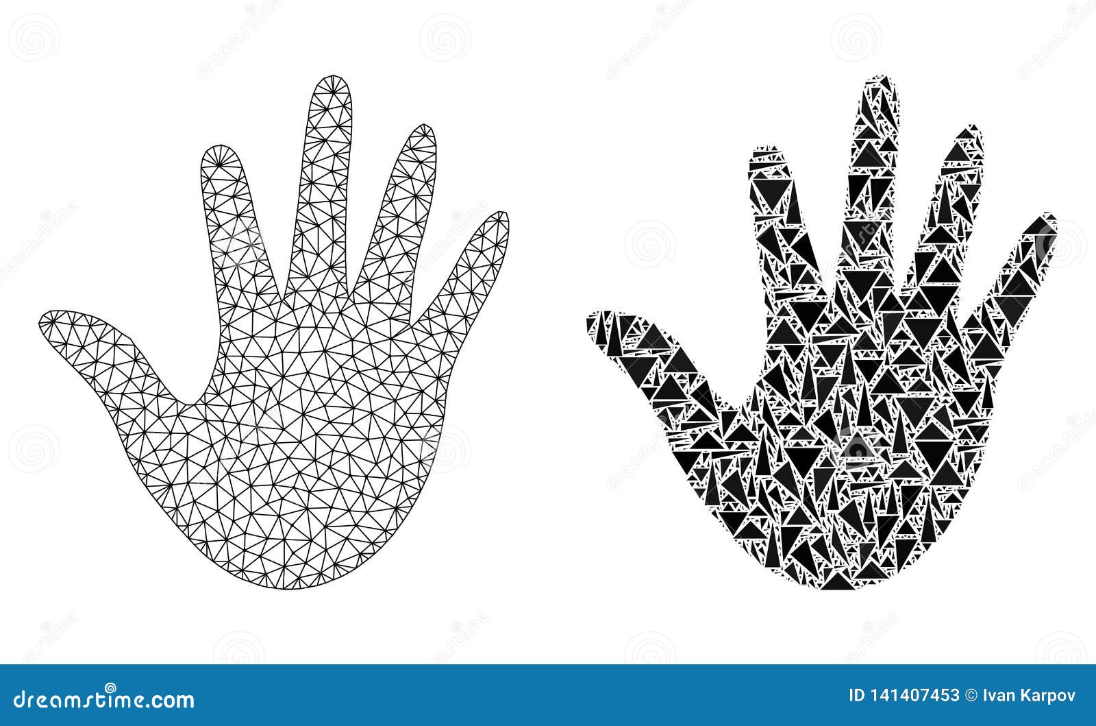 Polygonal Wire Frame Mesh Hand and Mosaic Icon Stock Vector ...
