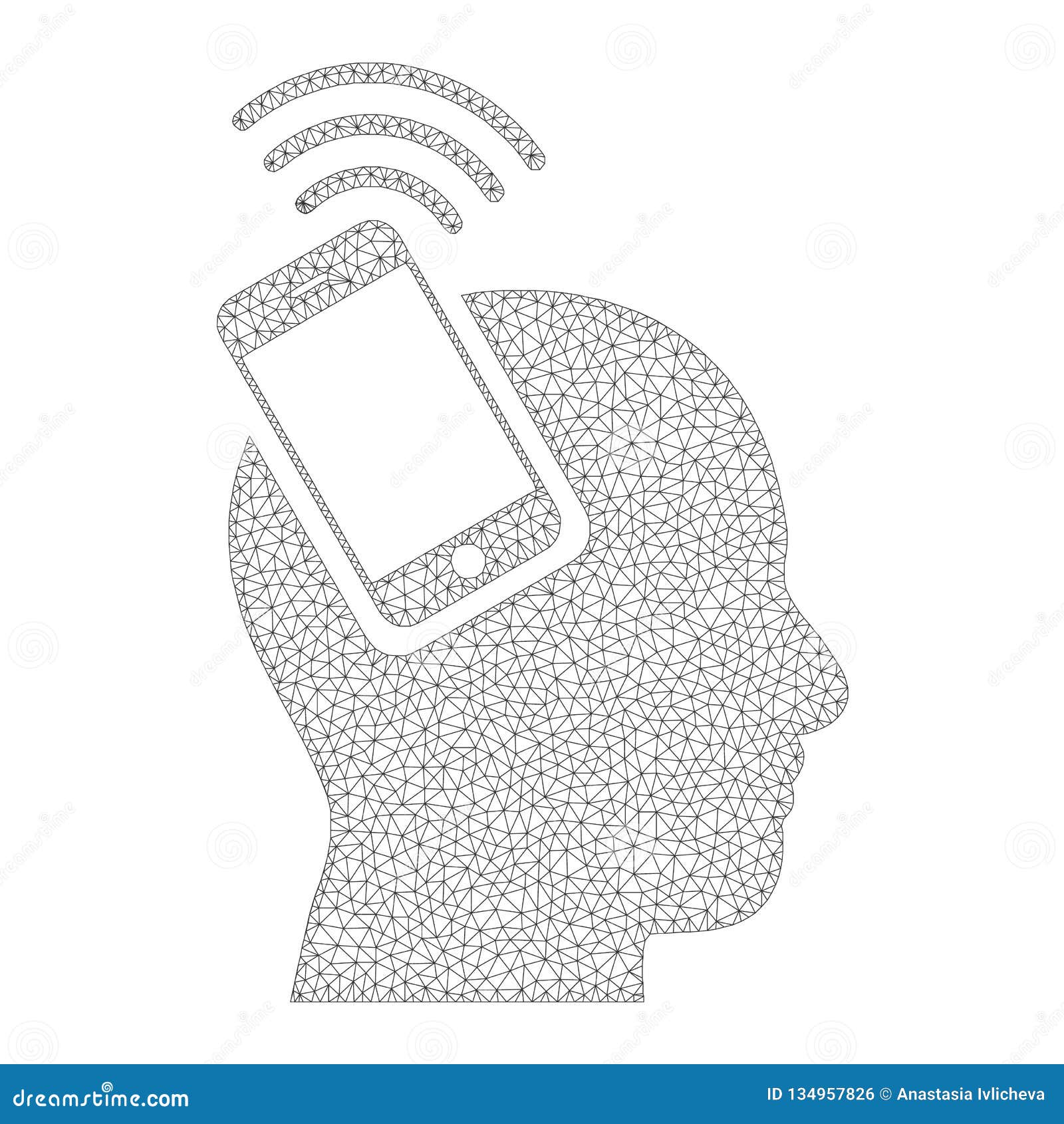 Mesh Vector Head Smartphone Plugin Ring Icon Ilustración del Vector ...