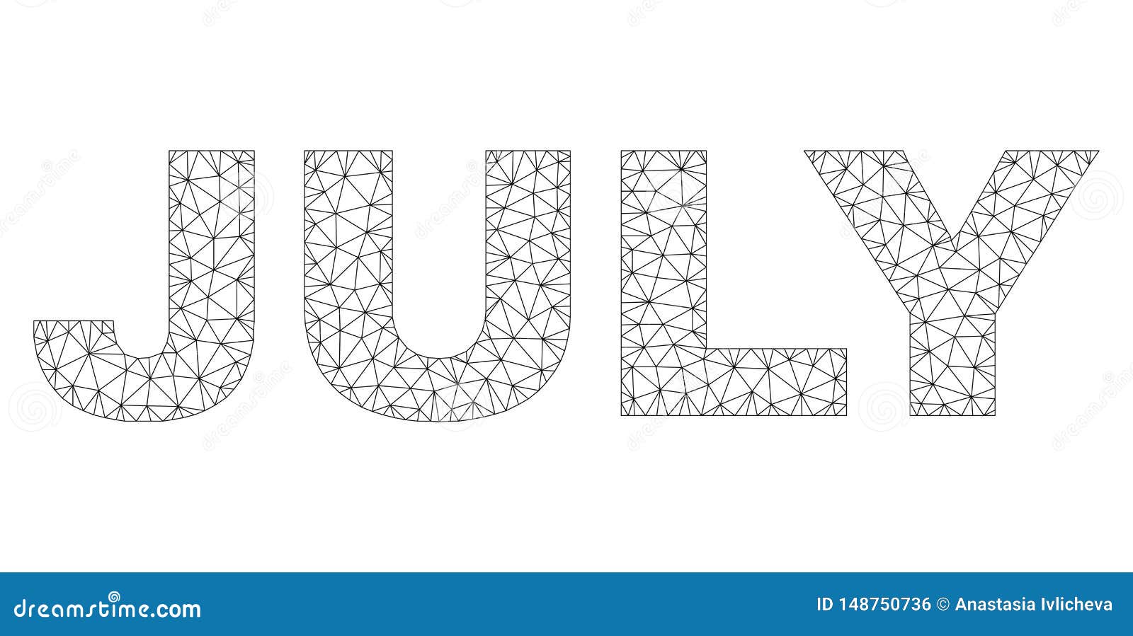 Polygonal Network JULY Text Tag Stock Vector - Illustration of poly ...
