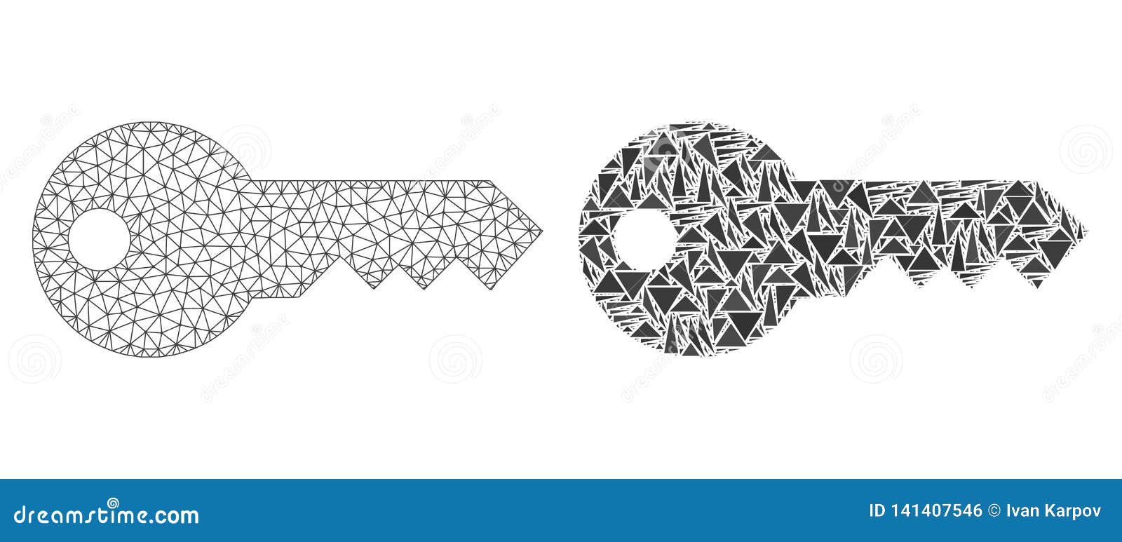 Polygonal 2D Mesh Key and Mosaic Icon Stock Vector - Illustration of ...