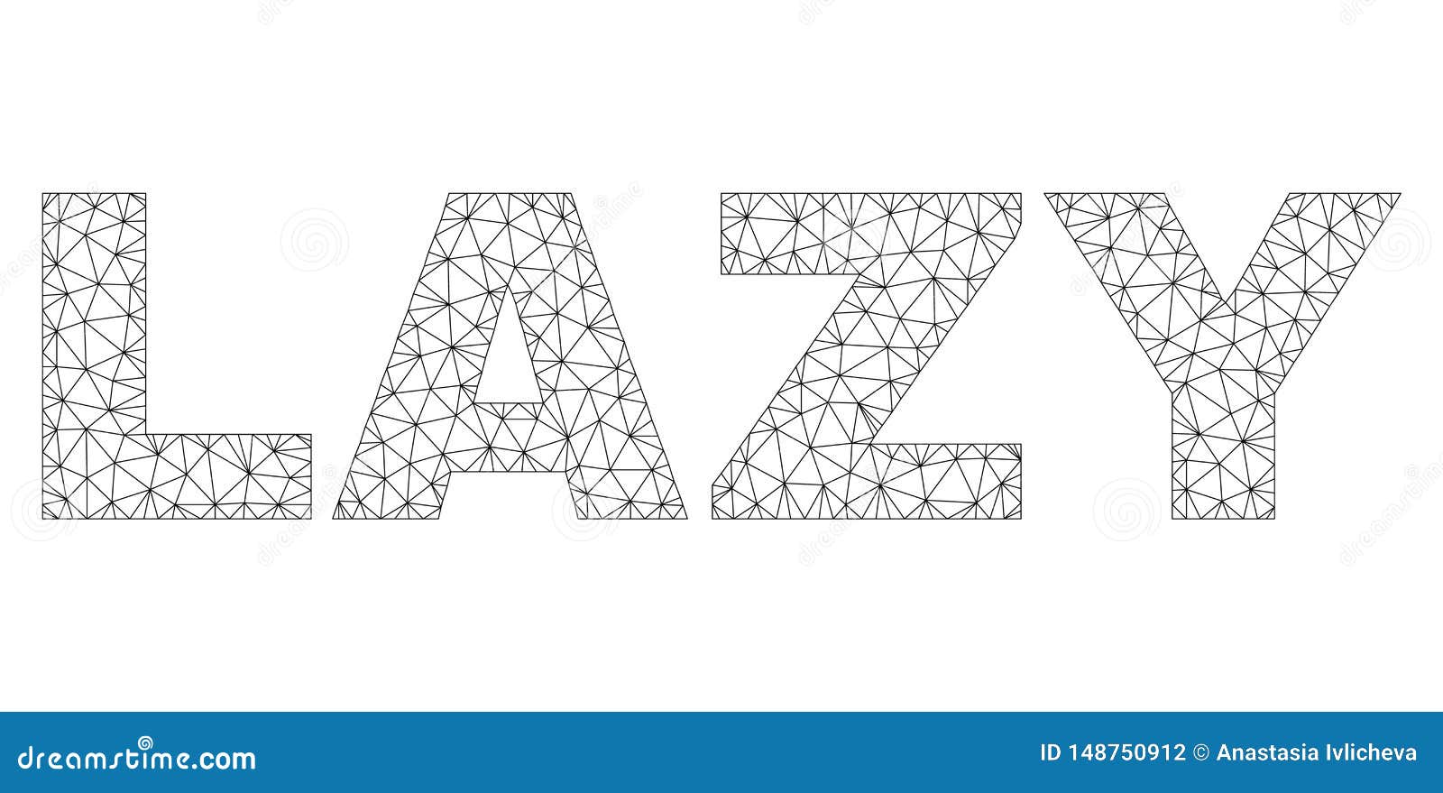 Polygonal Carcass LAZY Text Tag Stock Vector - Illustration of lowpoly ...