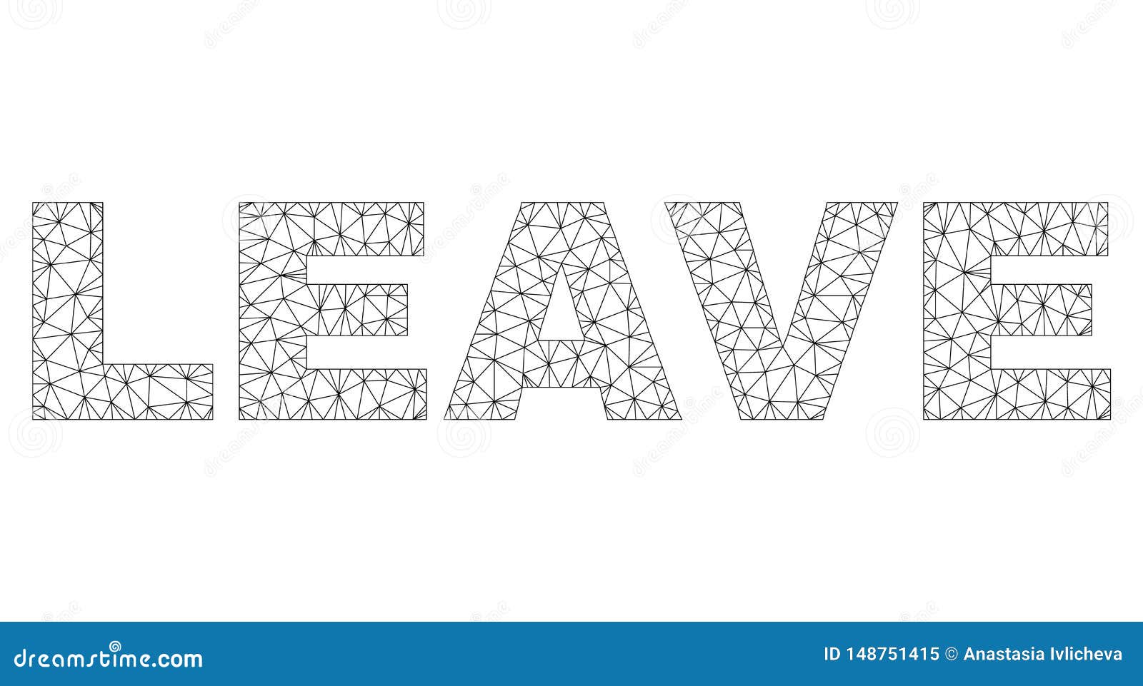 Polygonal Mesh LEAVE Text Tag Stock Vector - Illustration of contour ...