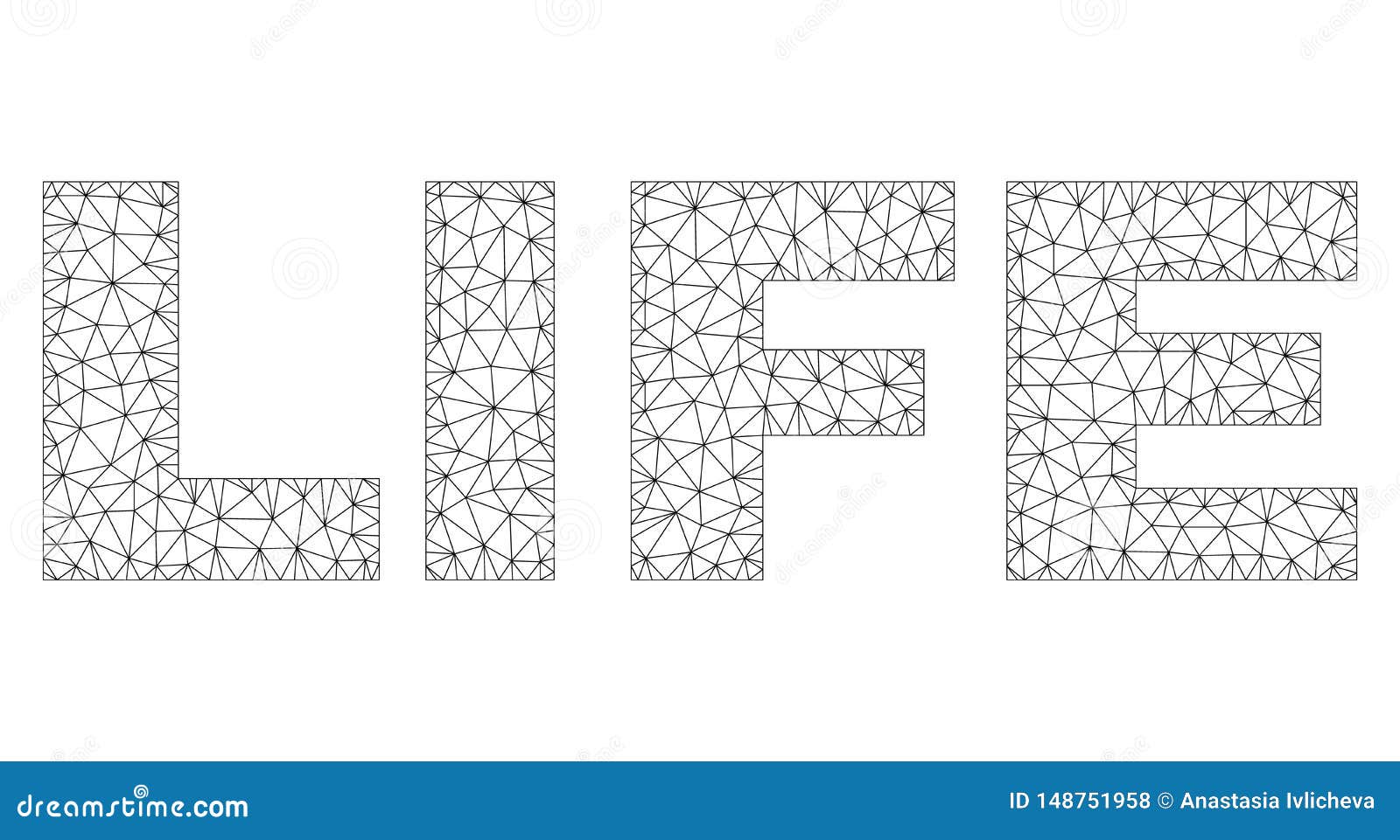 Polygonal Carcass LIFE Text Tag Stock Vector - Illustration of polygon ...