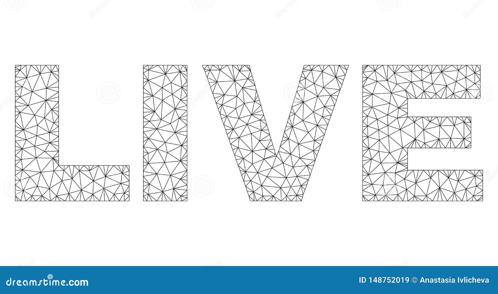 Polygonal 2D LIVE Text Tag stock vector. Illustration of grid - 148752019