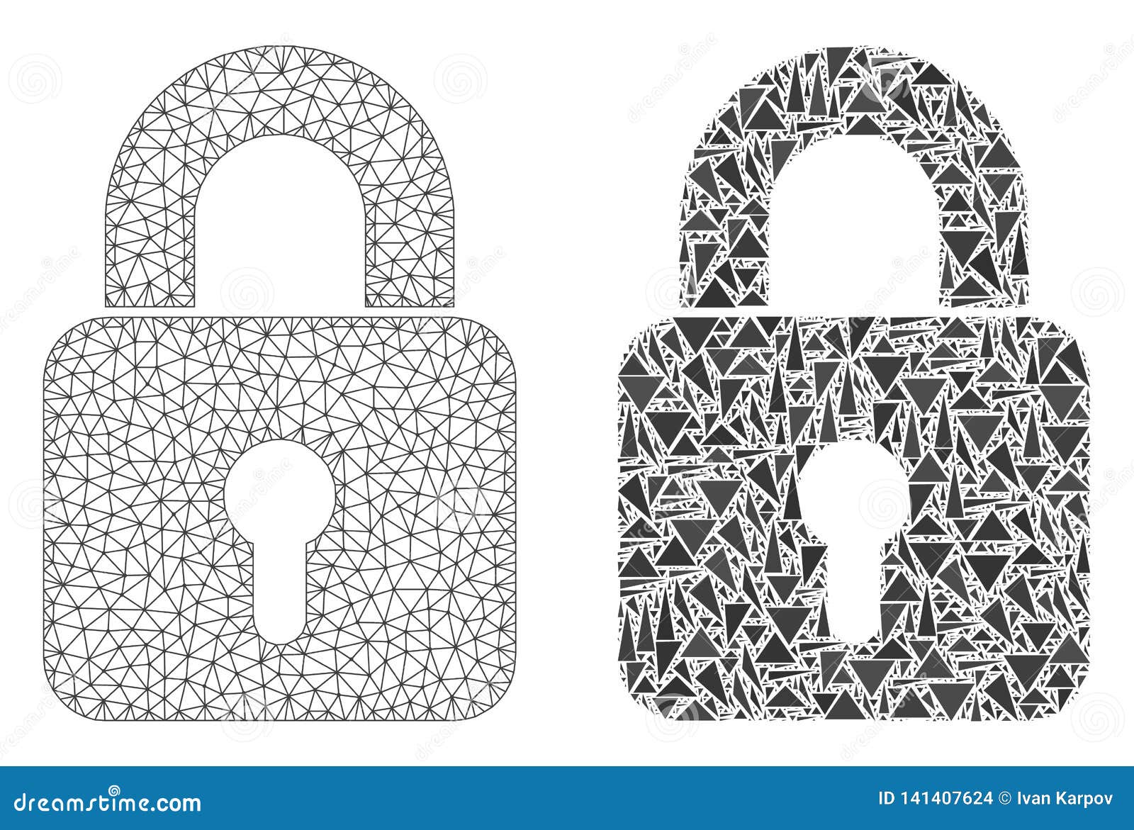 Polygonal 2D Mesh Lock and Mosaic Icon Stock Vector - Illustration of ...