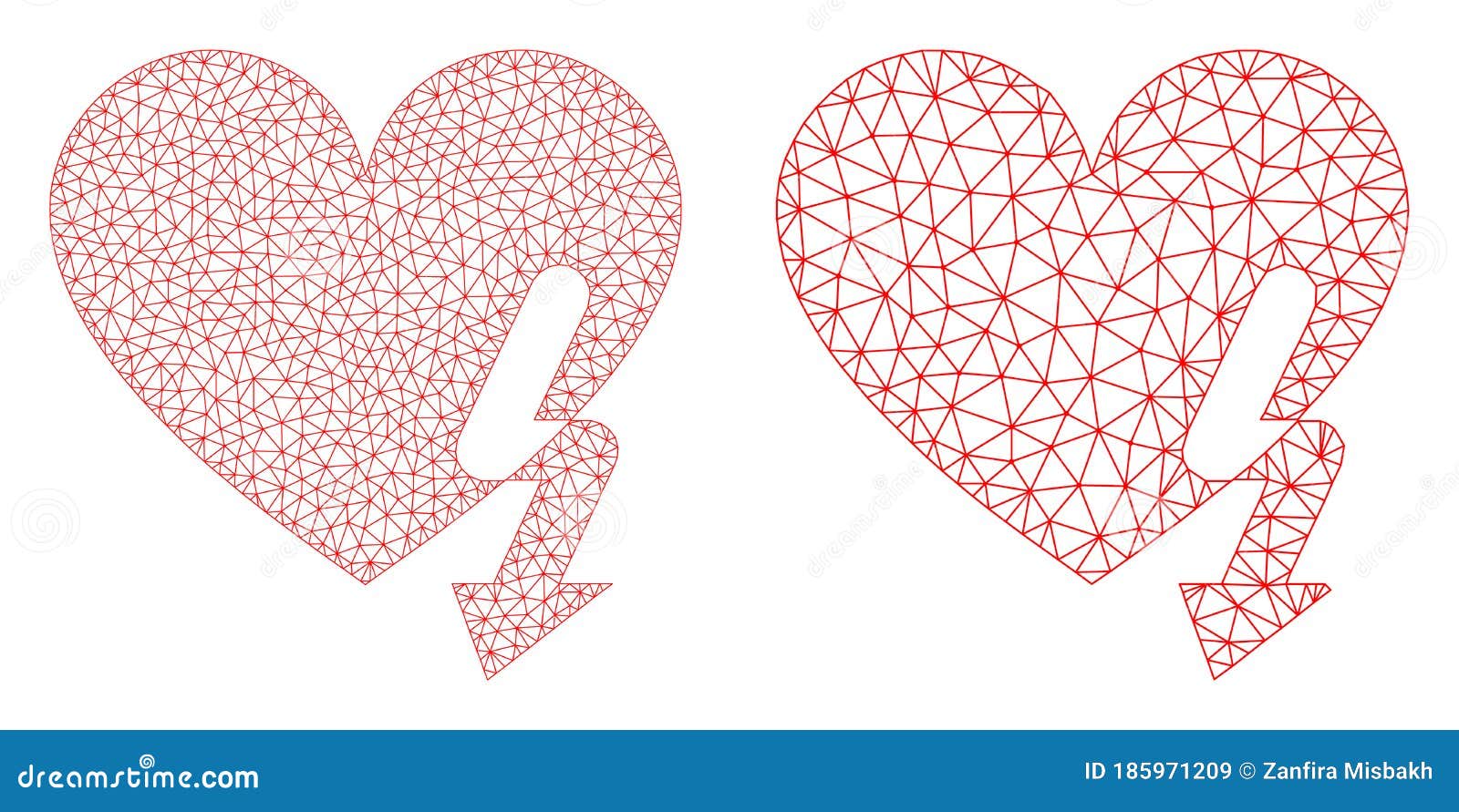 Love Heart Strike Icon - Vector Polygonal Mesh Stock Vector ...