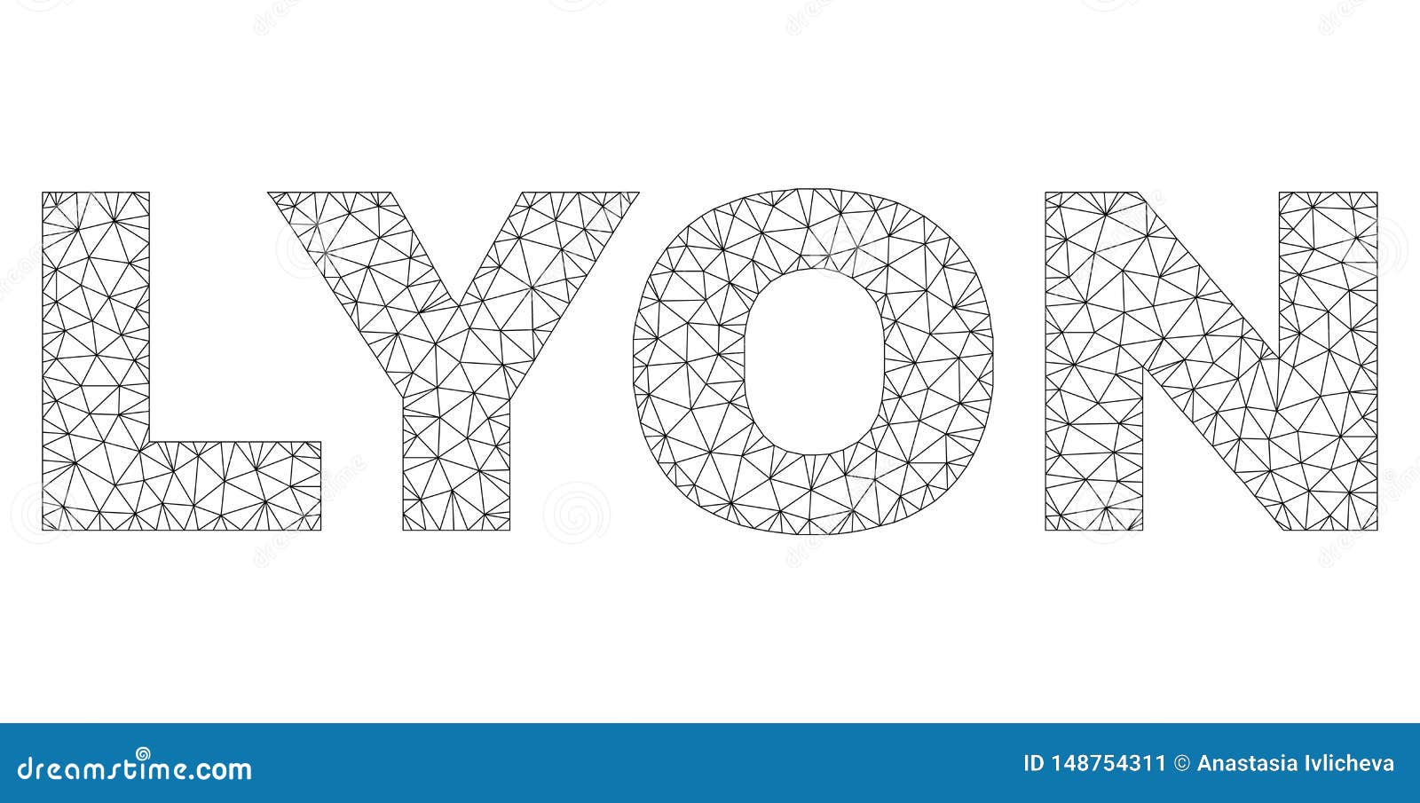 Polygonal Carcass LYON Text Label Stock Vector - Illustration of ...