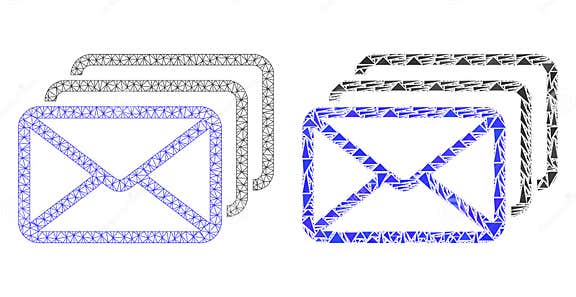 Polygonal Carcass Mesh Mail Queue and Mosaic Icon Stock Vector ...