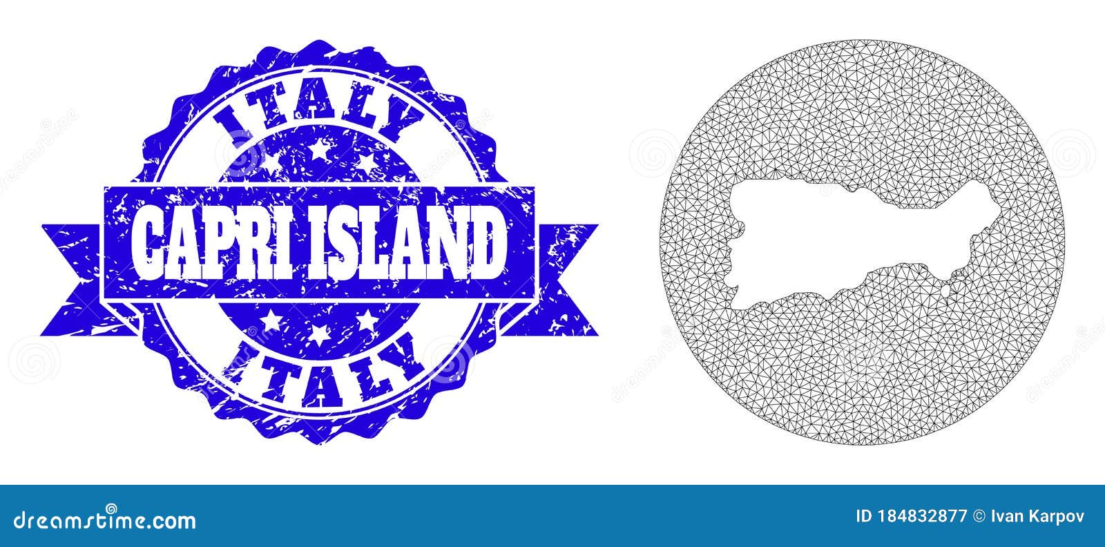 Capri Round Rubber Stamp With Island Map.. Vector Illustration ...