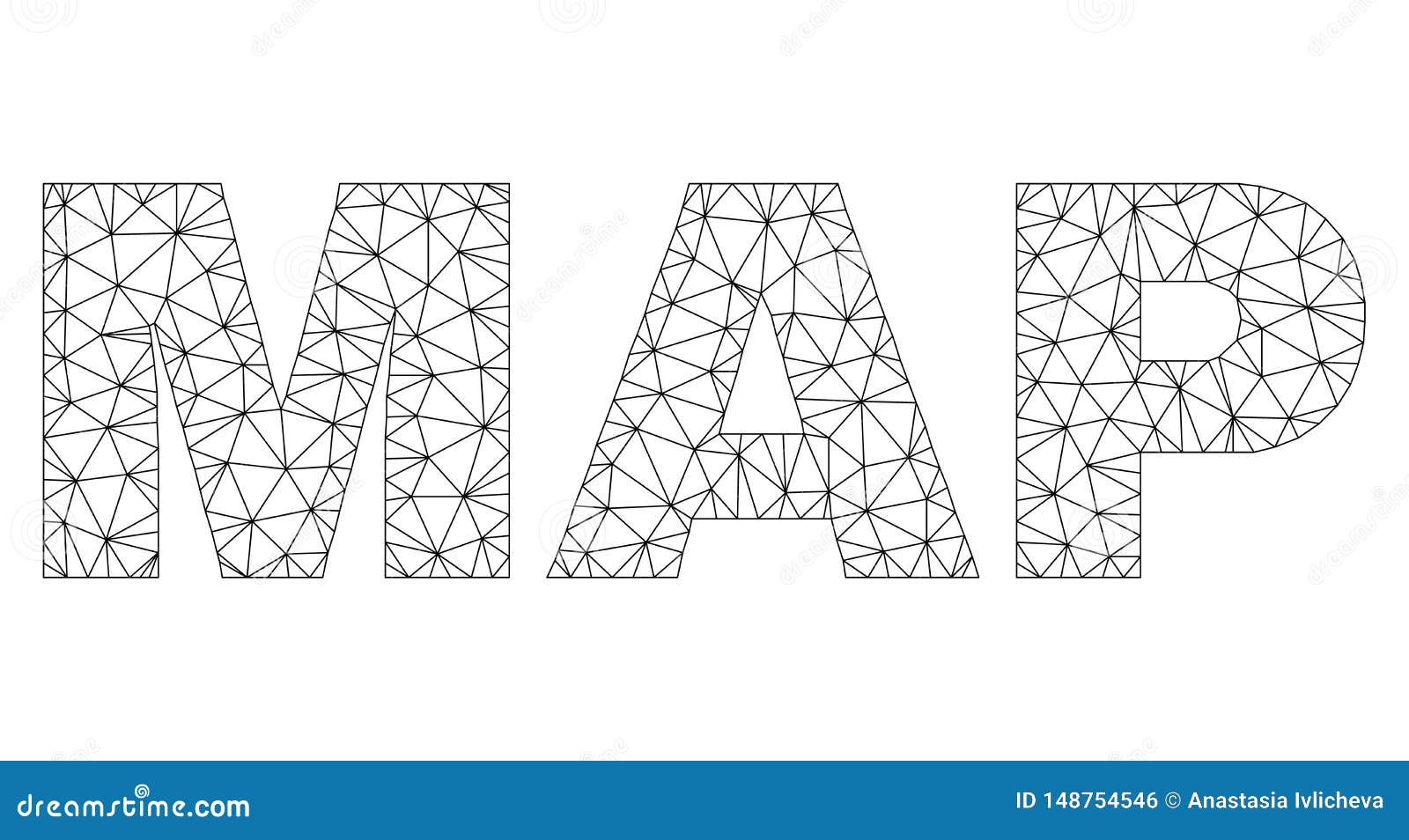 Polygonal Carcass MAP Text Label Stock Vector - Illustration of ...