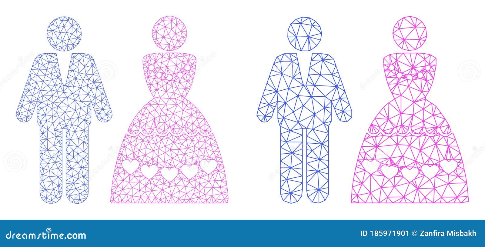 Marriage Couple Icon - Vector Triangle Mesh Stock Vector - Illustration ...