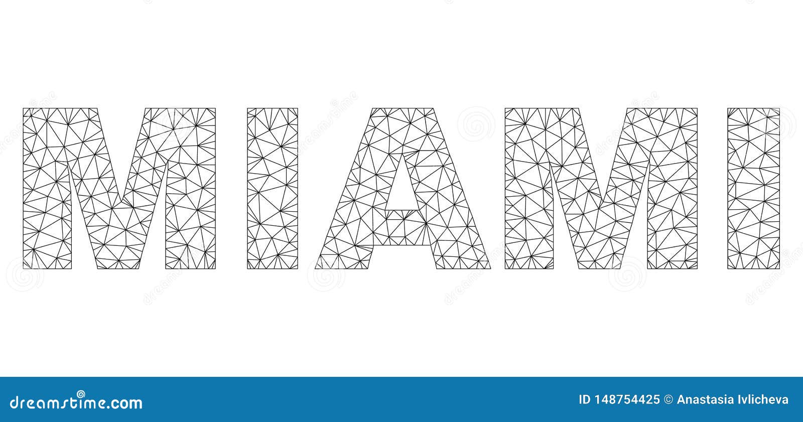 Polygonal Network MIAMI Text Tag Stock Vector - Illustration of network ...