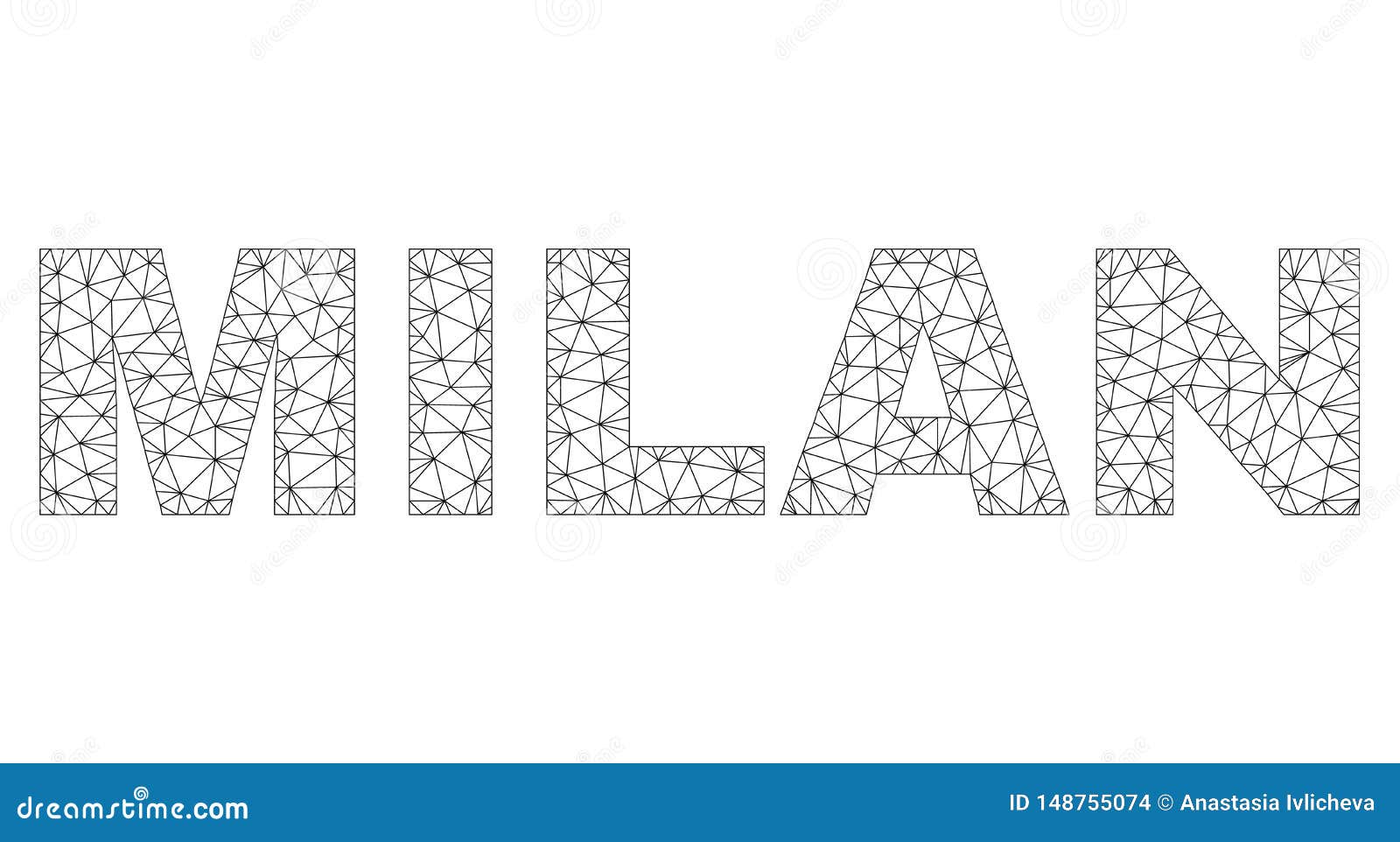 Polygonal Wire Frame MILAN Text Caption Stock Vector - Illustration of ...