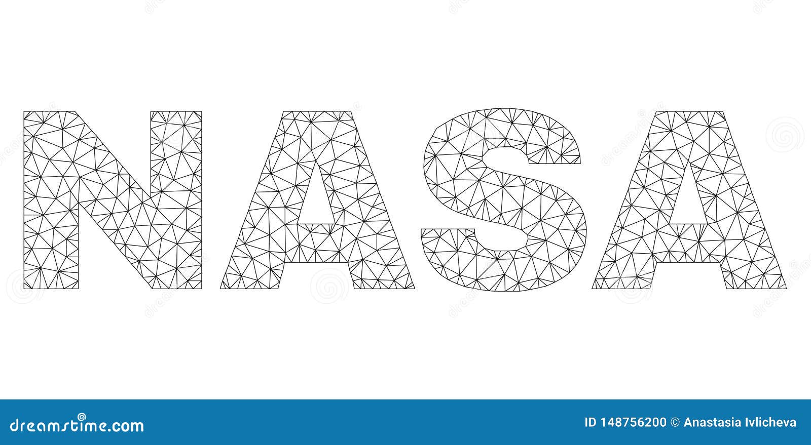 Polygonal 2D NASA Text Label Stock Vector - Illustration of caption ...