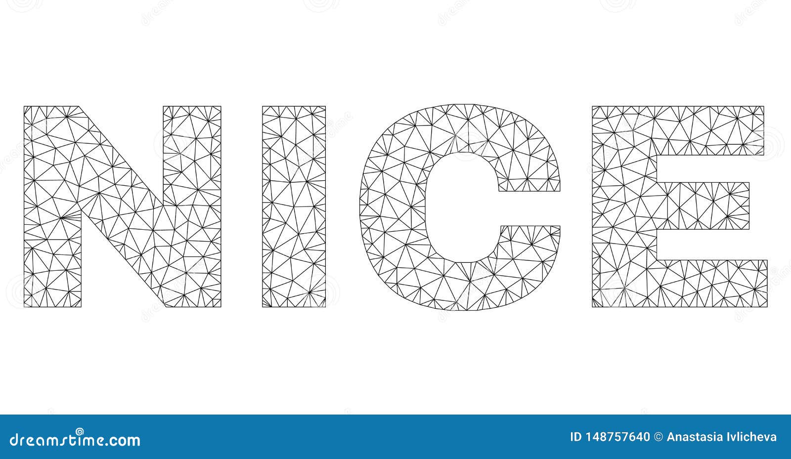 Polygonal Carcass NICE Text Tag Stock Vector - Illustration of label ...