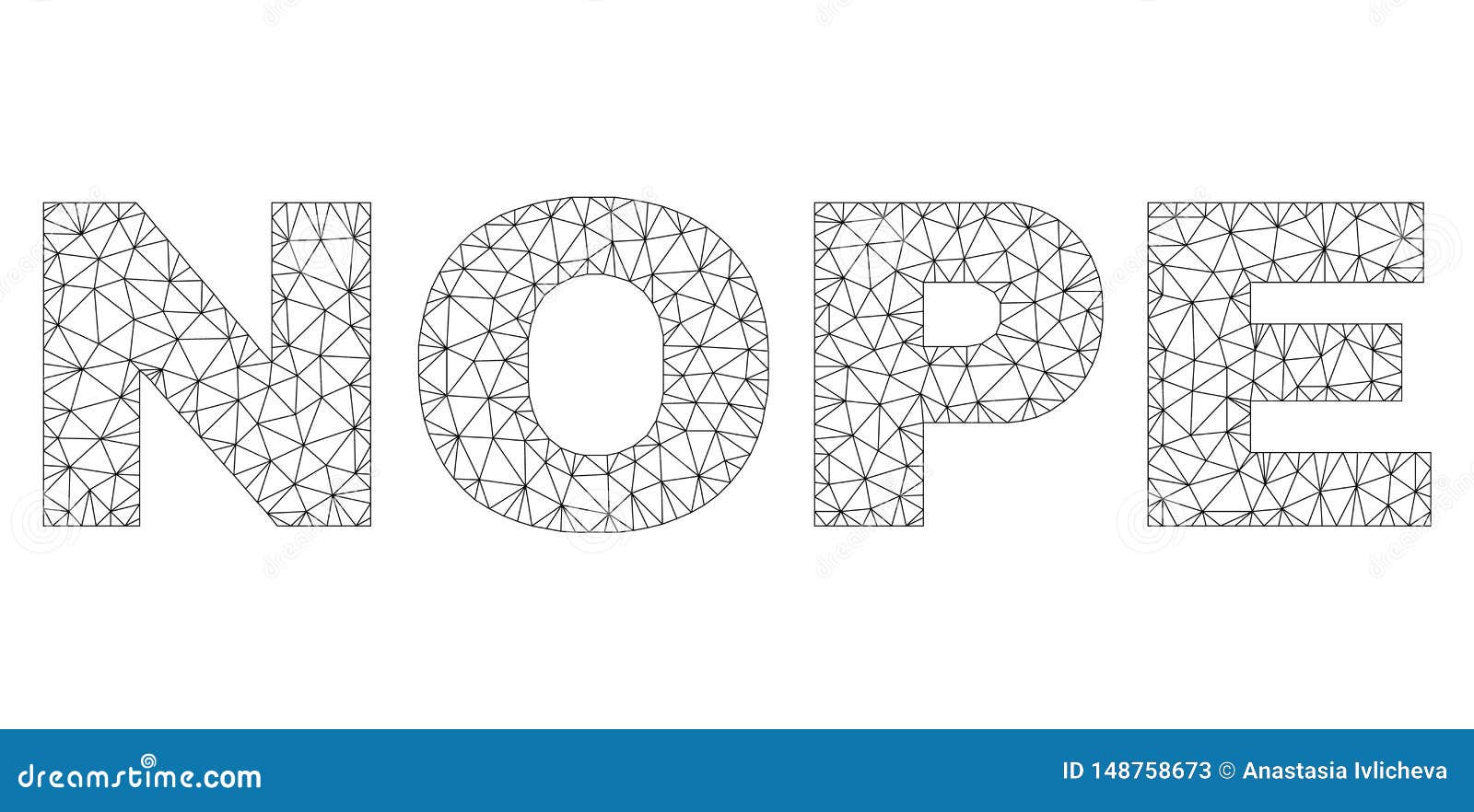 Polygonal 2D NOPE Text Tag stock vector. Illustration of black - 148758673