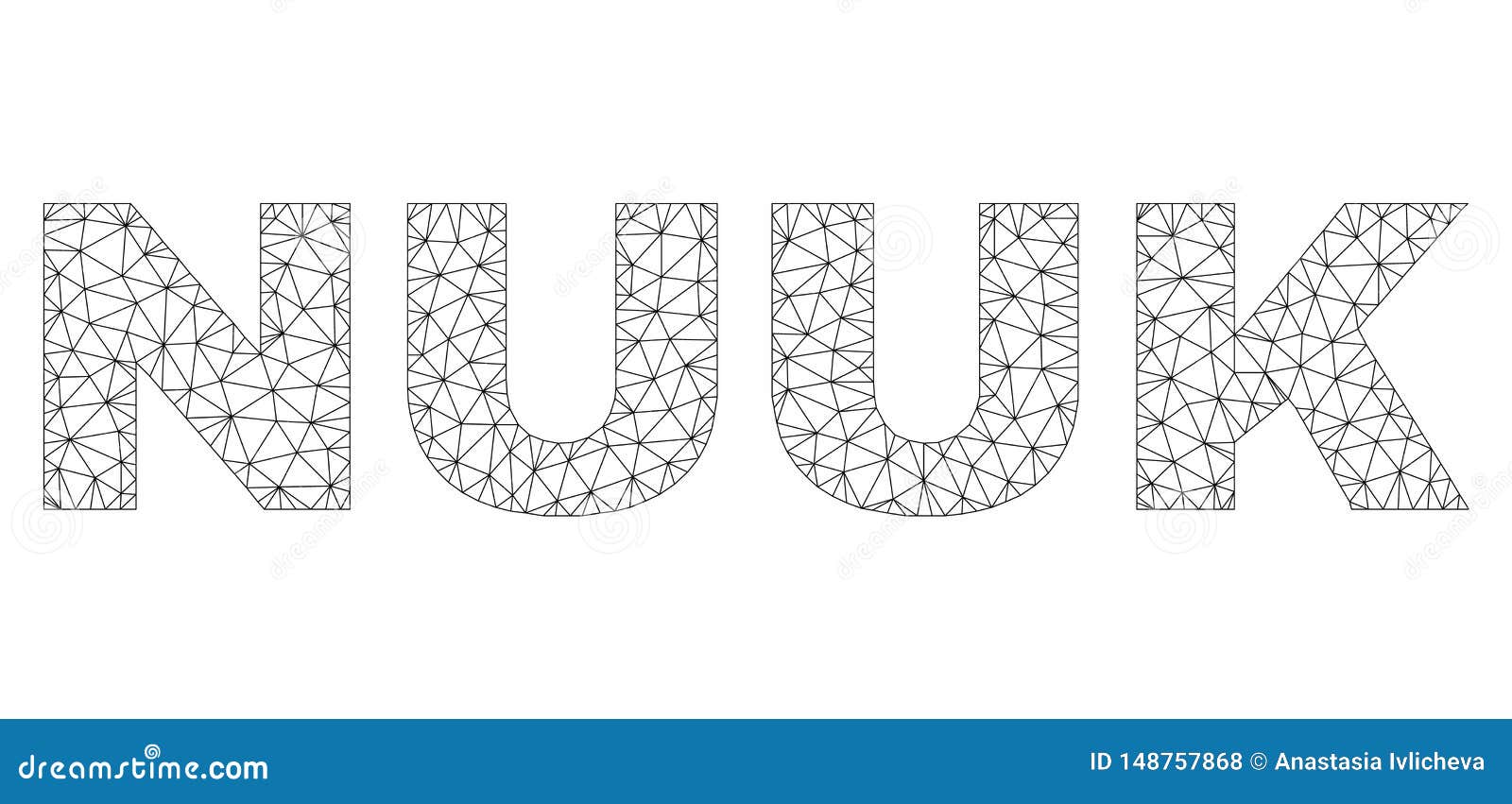 Polygonal Carcass NUUK Text Tag Stock Vector - Illustration of carcass ...