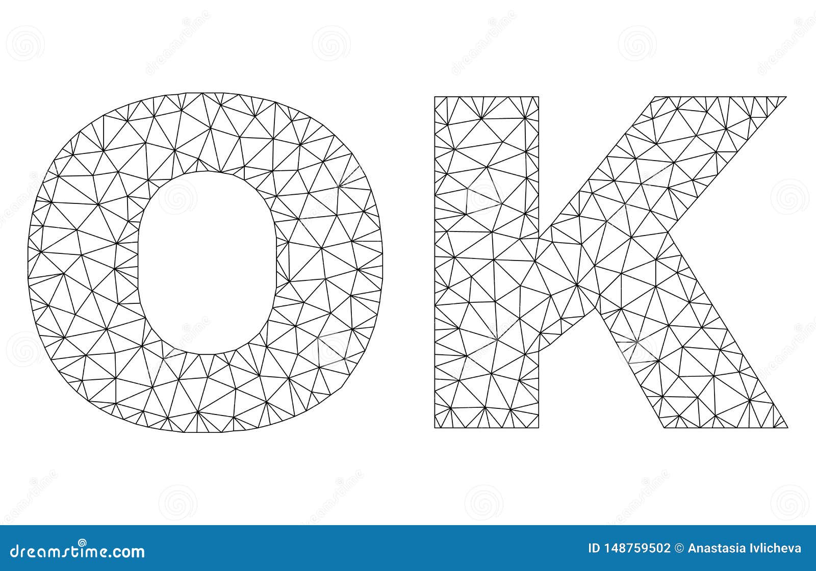 Polygonal Mesh OK Text Caption Stock Vector - Illustration of ...