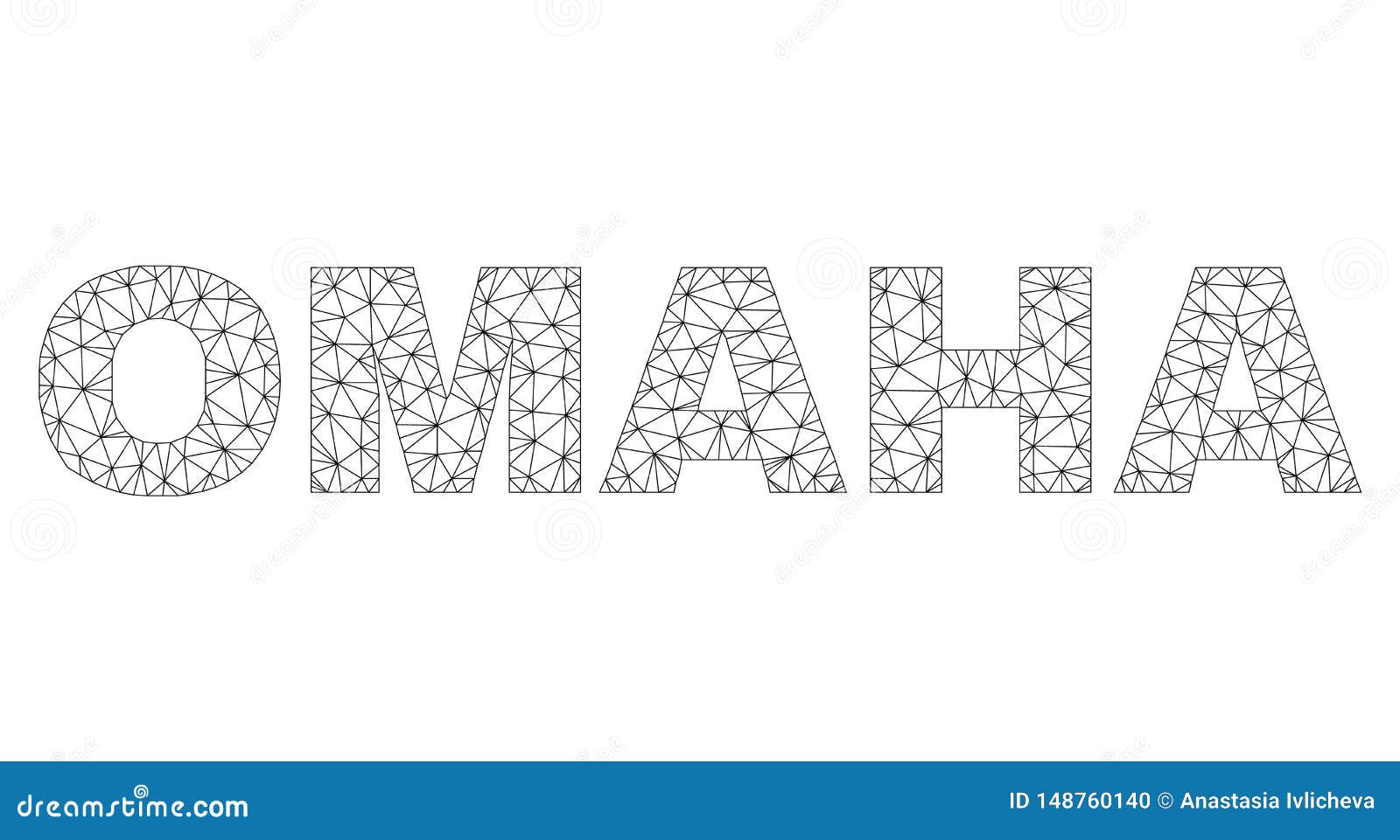 Polygonal Carcass OMAHA Text Label Stock Vector - Illustration of ...