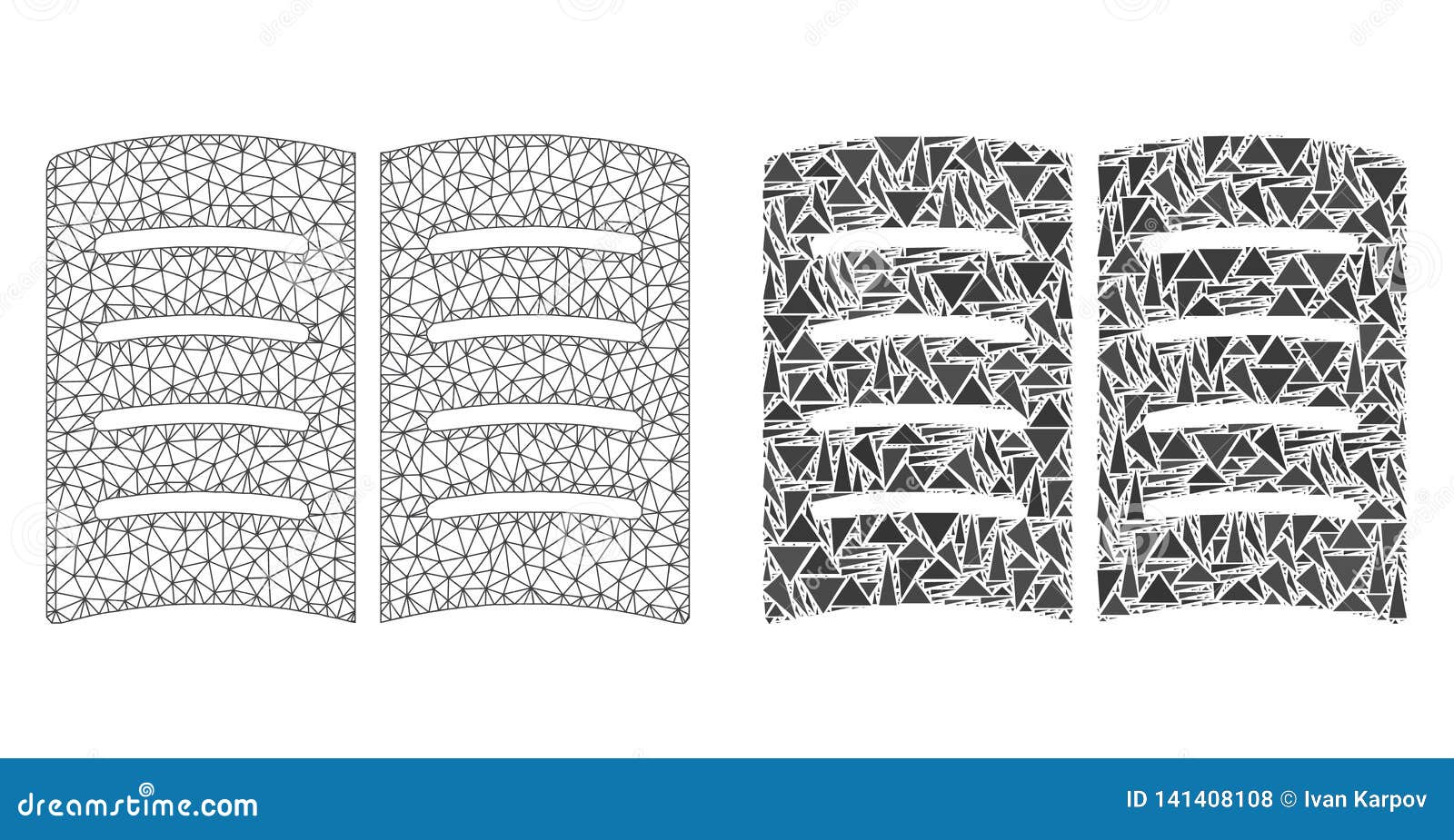 Polygonal 2D Mesh Open Book and Mosaic Icon Stock Vector - Illustration ...